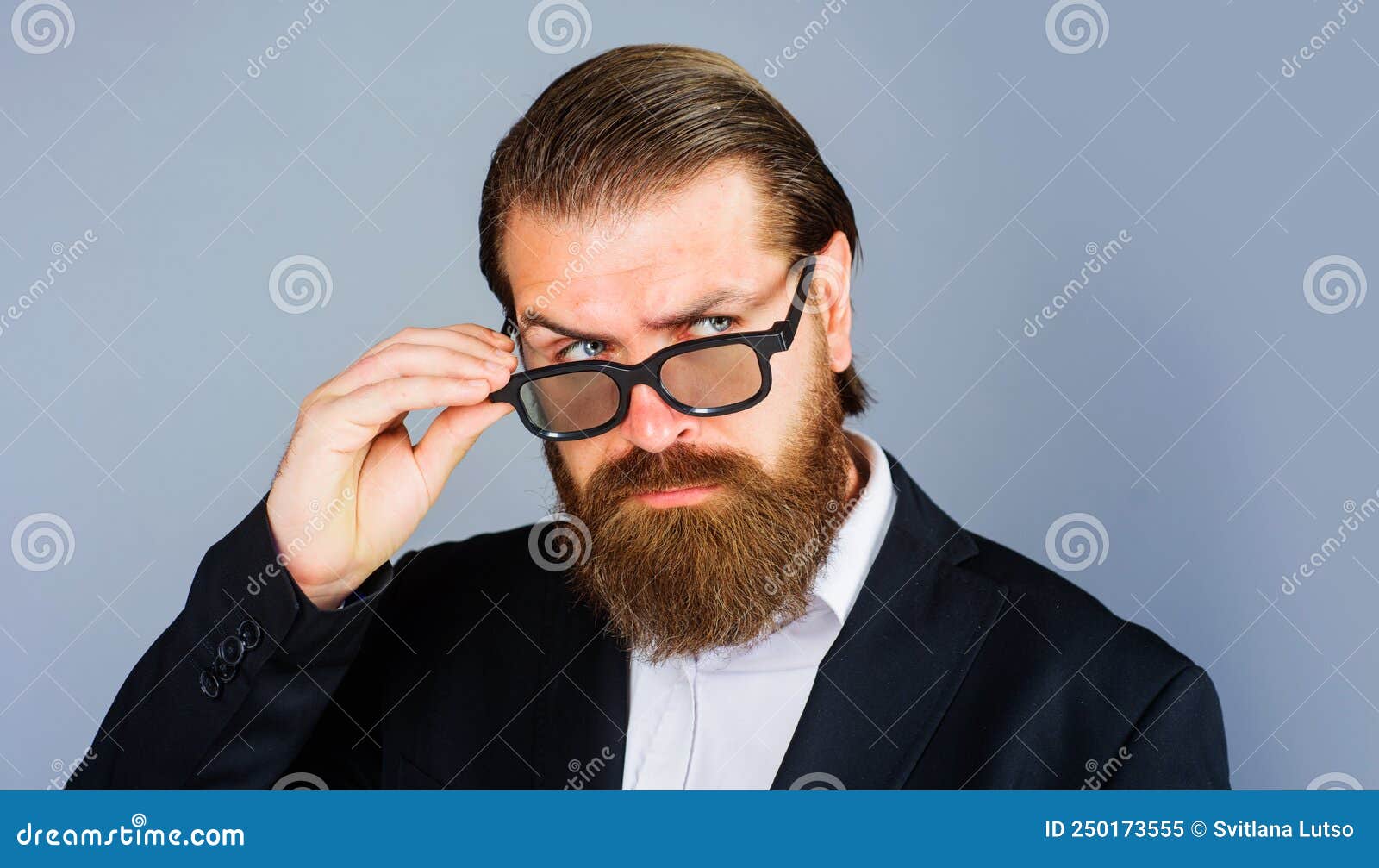 Handsome Businessman In Spectacles Elegant Bearded Man In Glasses And