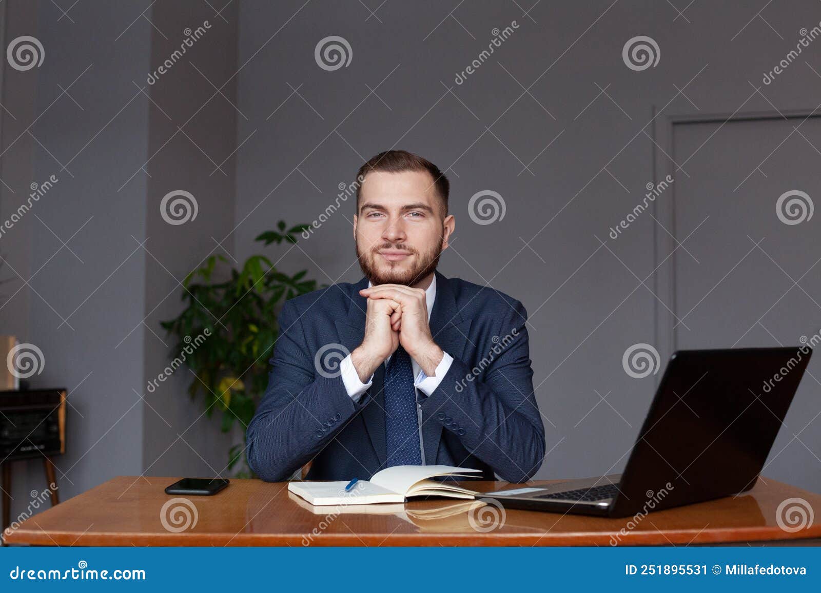 Handsome Businessman Thinking in His Office with Positivity Stock Image ...