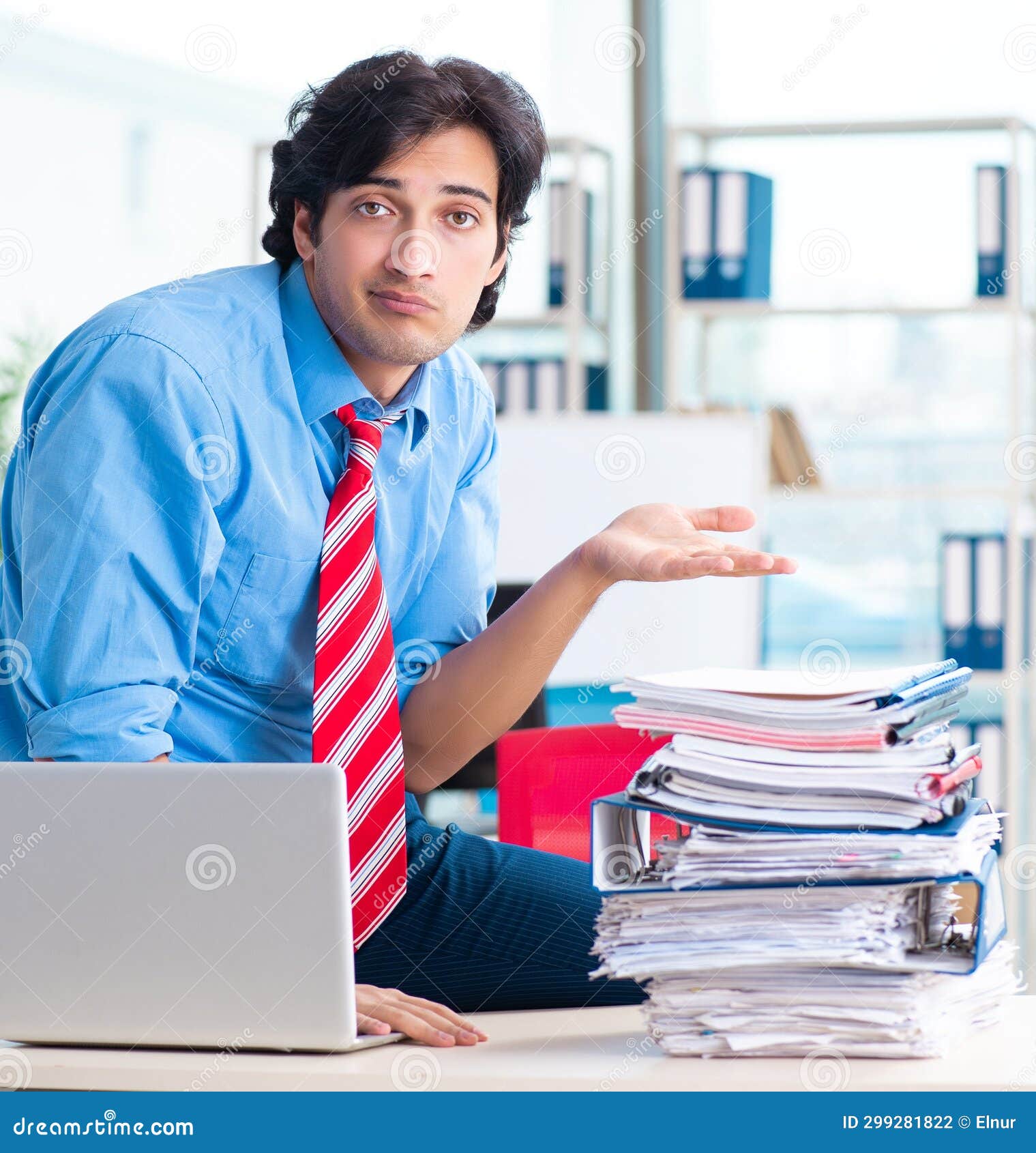 Handsome Businessman Unhappy with Excessive Work in the Office Stock ...