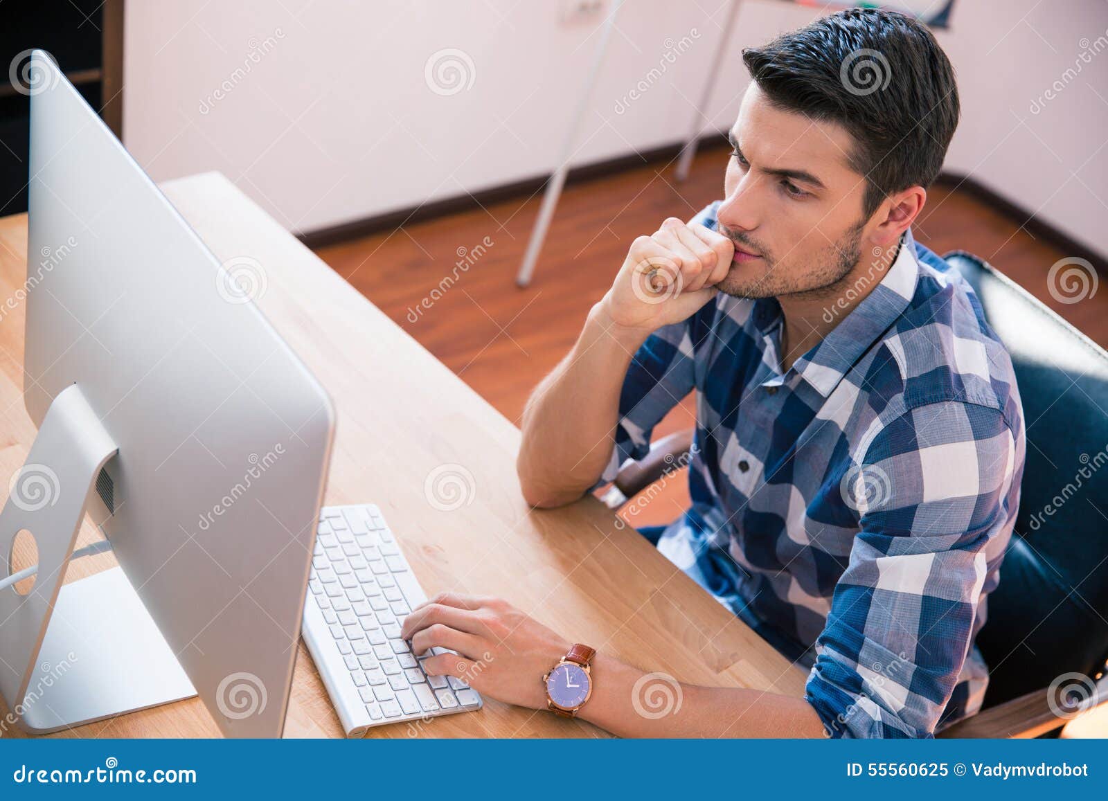 Handsome Businessman Using Personal Computer Stock Image - Image of ...