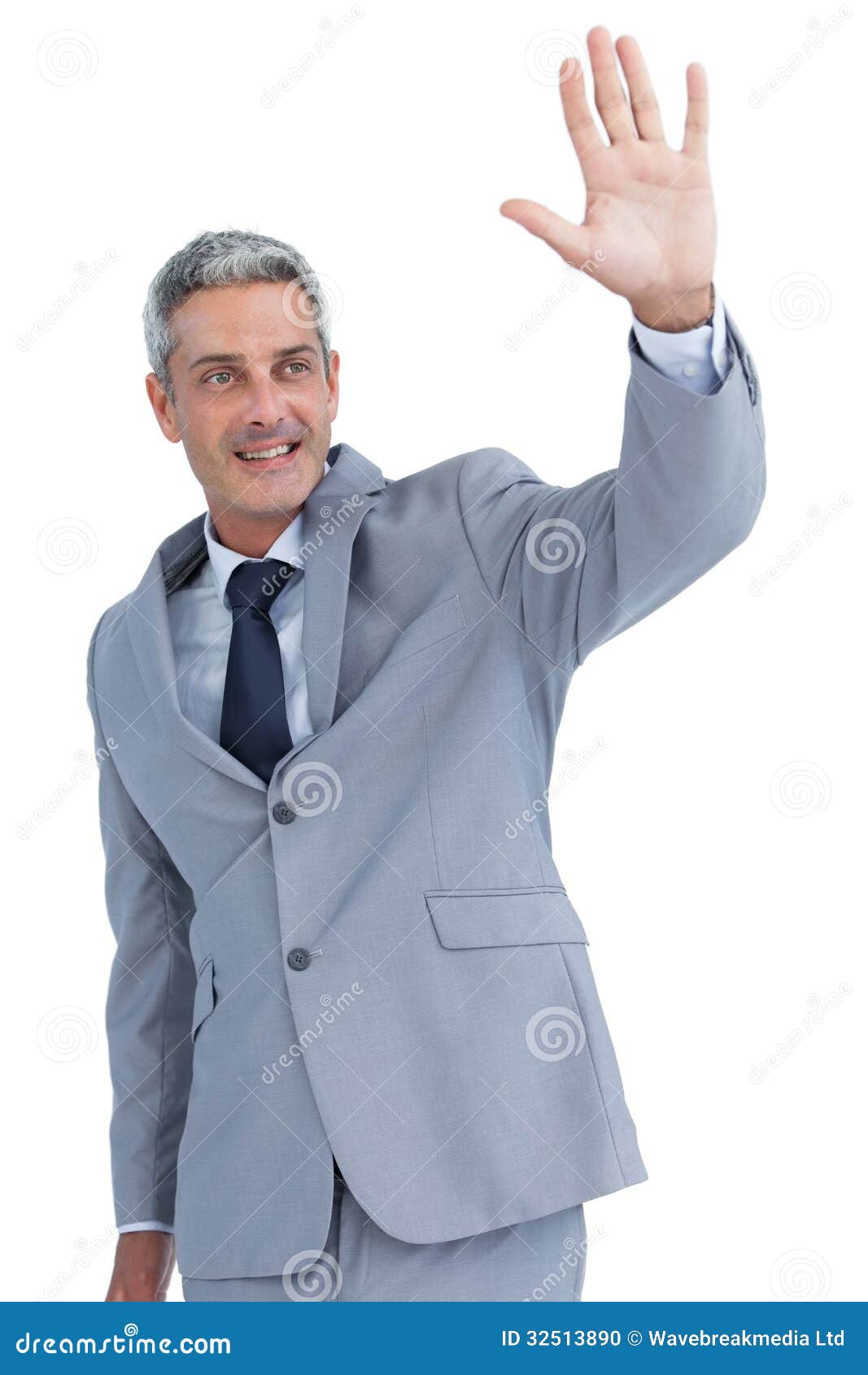 Handsome Businessman Waving Stock Photo - Image of professional ...