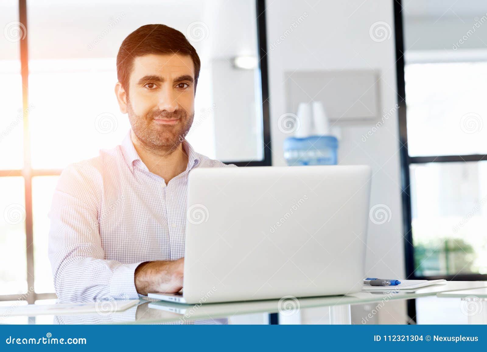Handsome Businessman Working at Computer Stock Photo - Image of ... Handsome Businessman Working at Computer Stock Photo - Image of ...