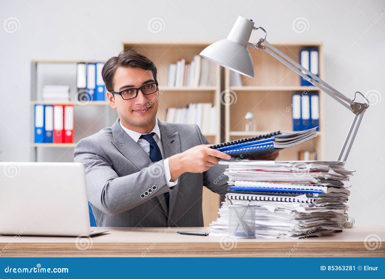 The Handsome Businessman Working in the Office Stock Image - Image of ...