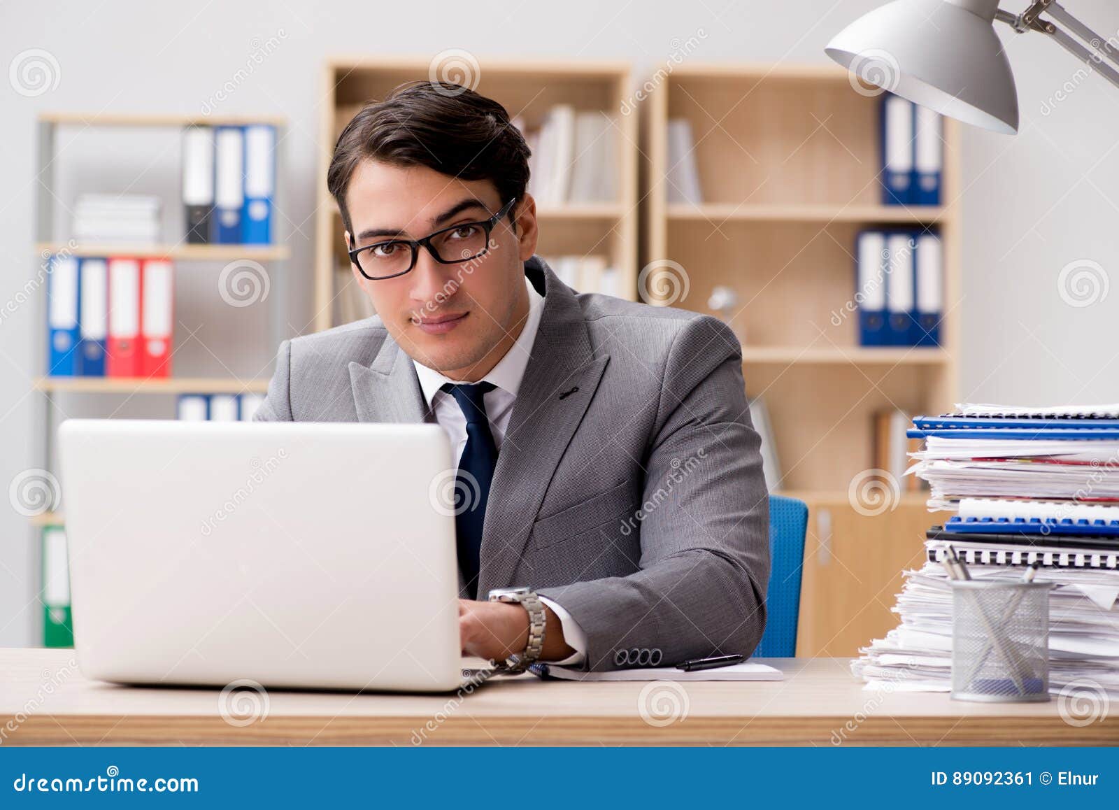 The Handsome Businessman Working in the Office Stock Image - Image of ...