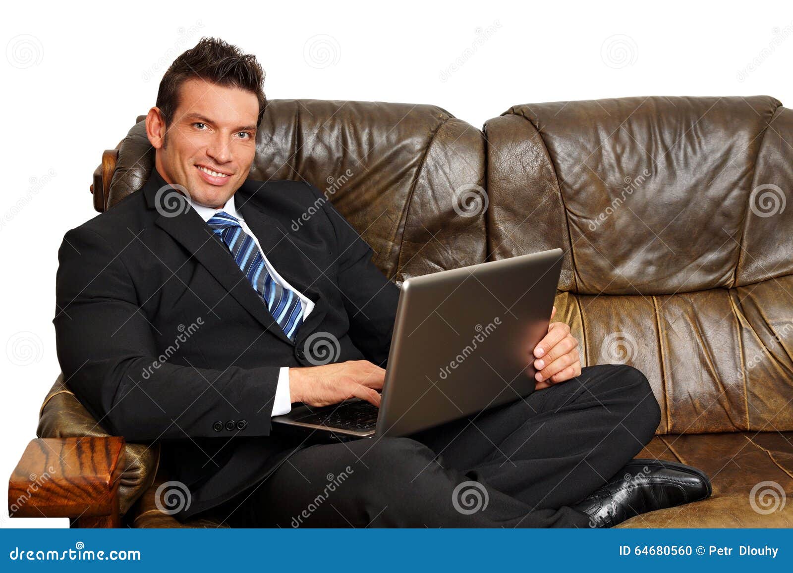 Handsome Businessman Works on the Computer Stock Photo - Image of suit ...