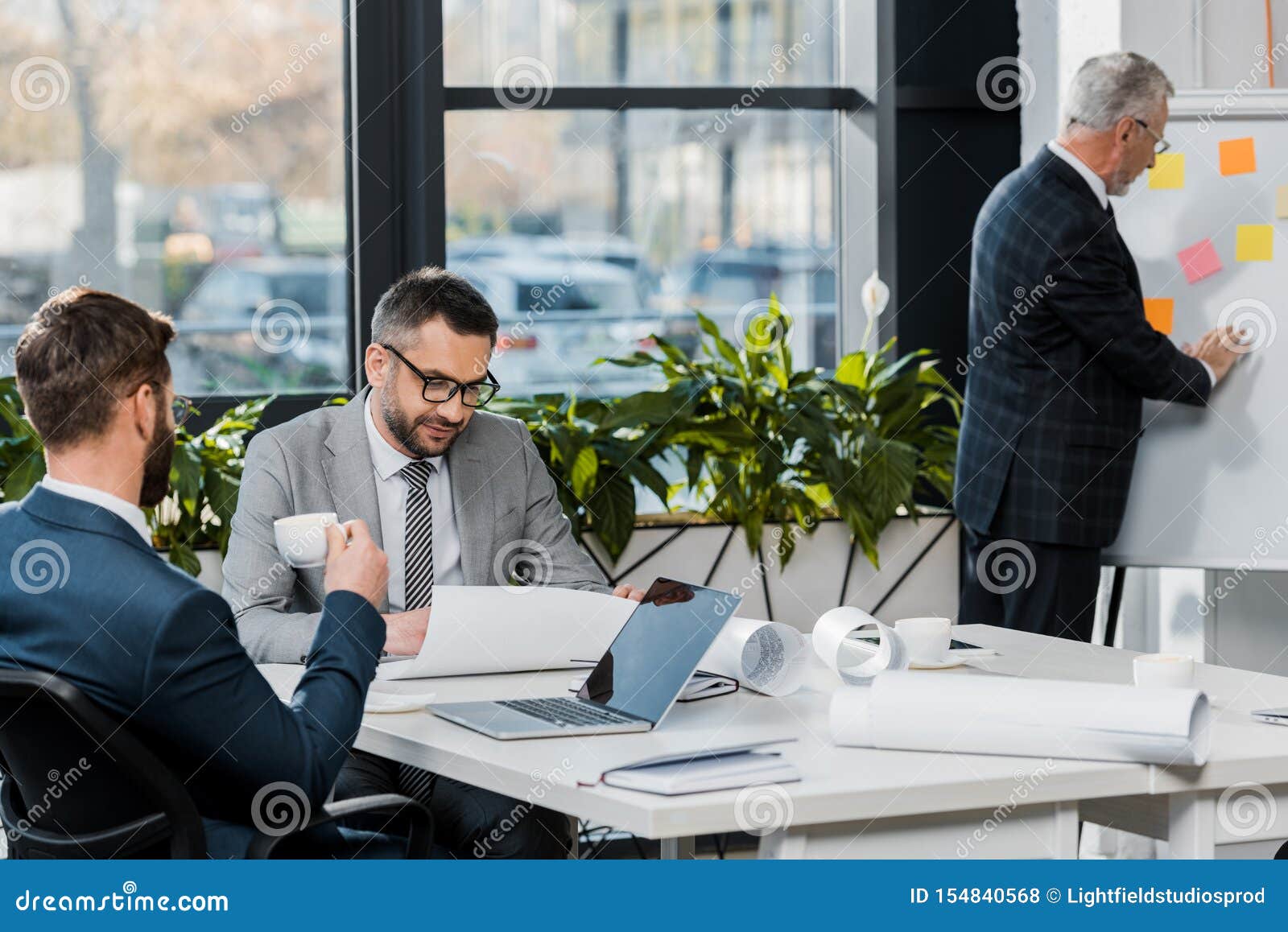 Handsome Businessmen in Suits Working Stock Photo - Image of executive ...