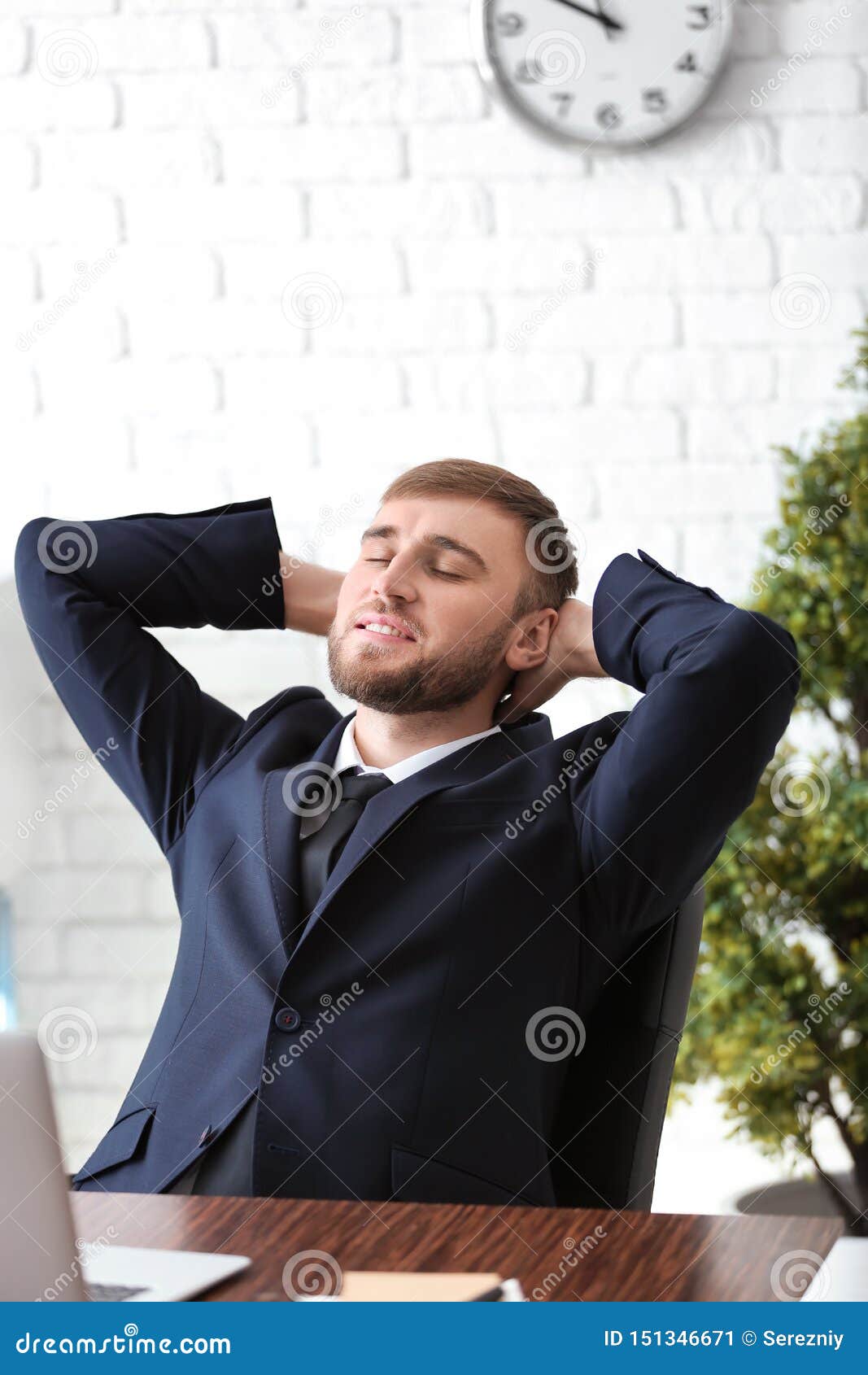Handsome Calm Businessman Relaxing at Workplace Stock Image - Image of ...