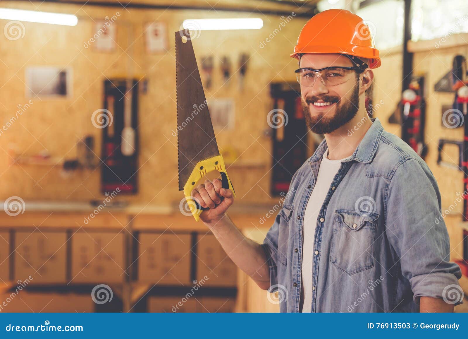 Handsome carpenter working stock image. Image of plane - 76913503