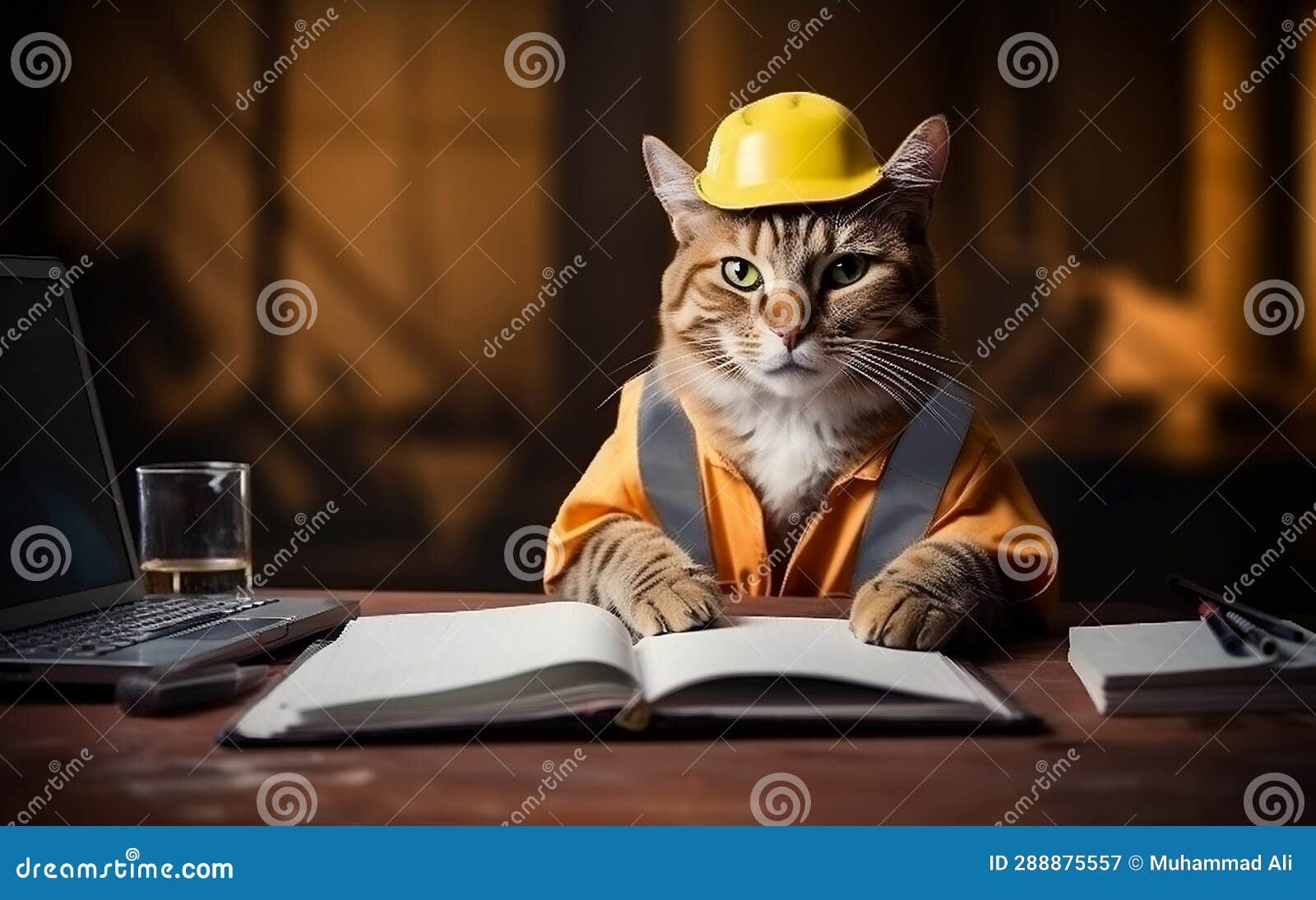 Engineer Cat, Kitty Builders, Pet Architectures Stock Photography ...