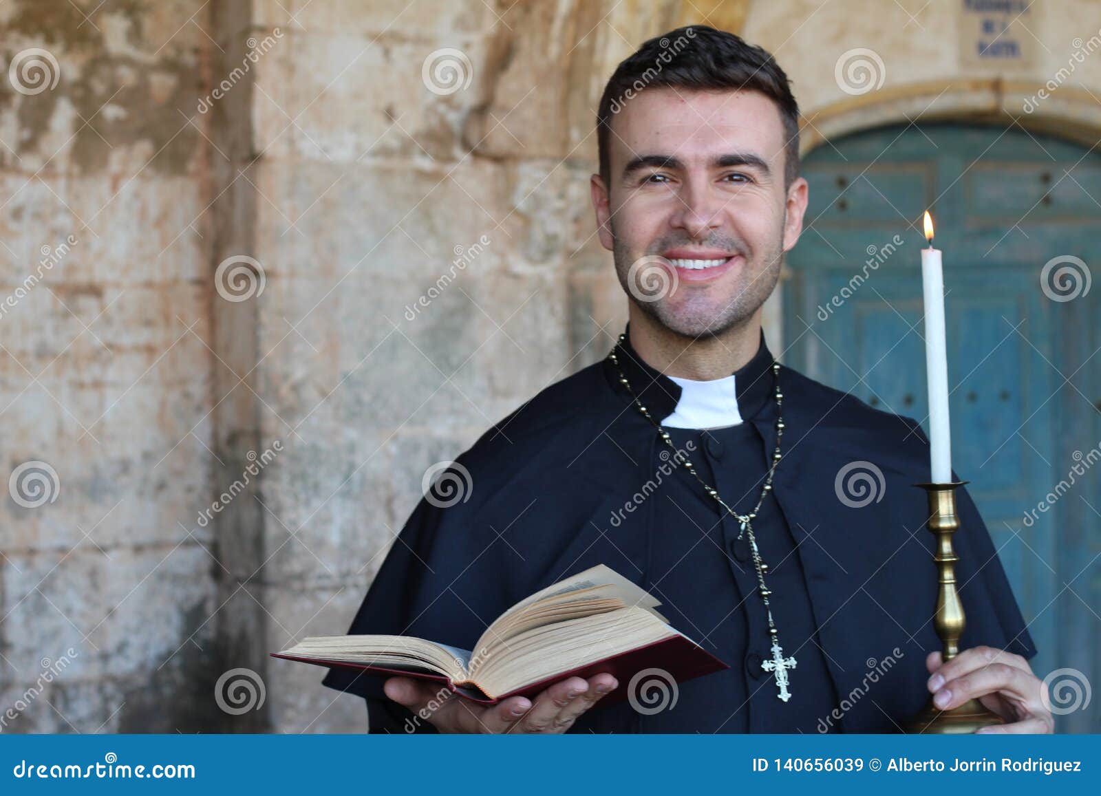 Handsome Catholic Priest Smiling in Church Stock Image - Image of faith ...