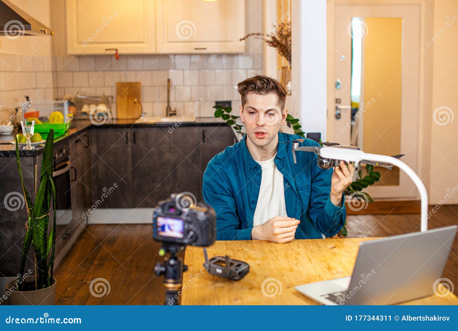 Handsome Caucasian Blogger Talk about Modern Devices and Technologies ...