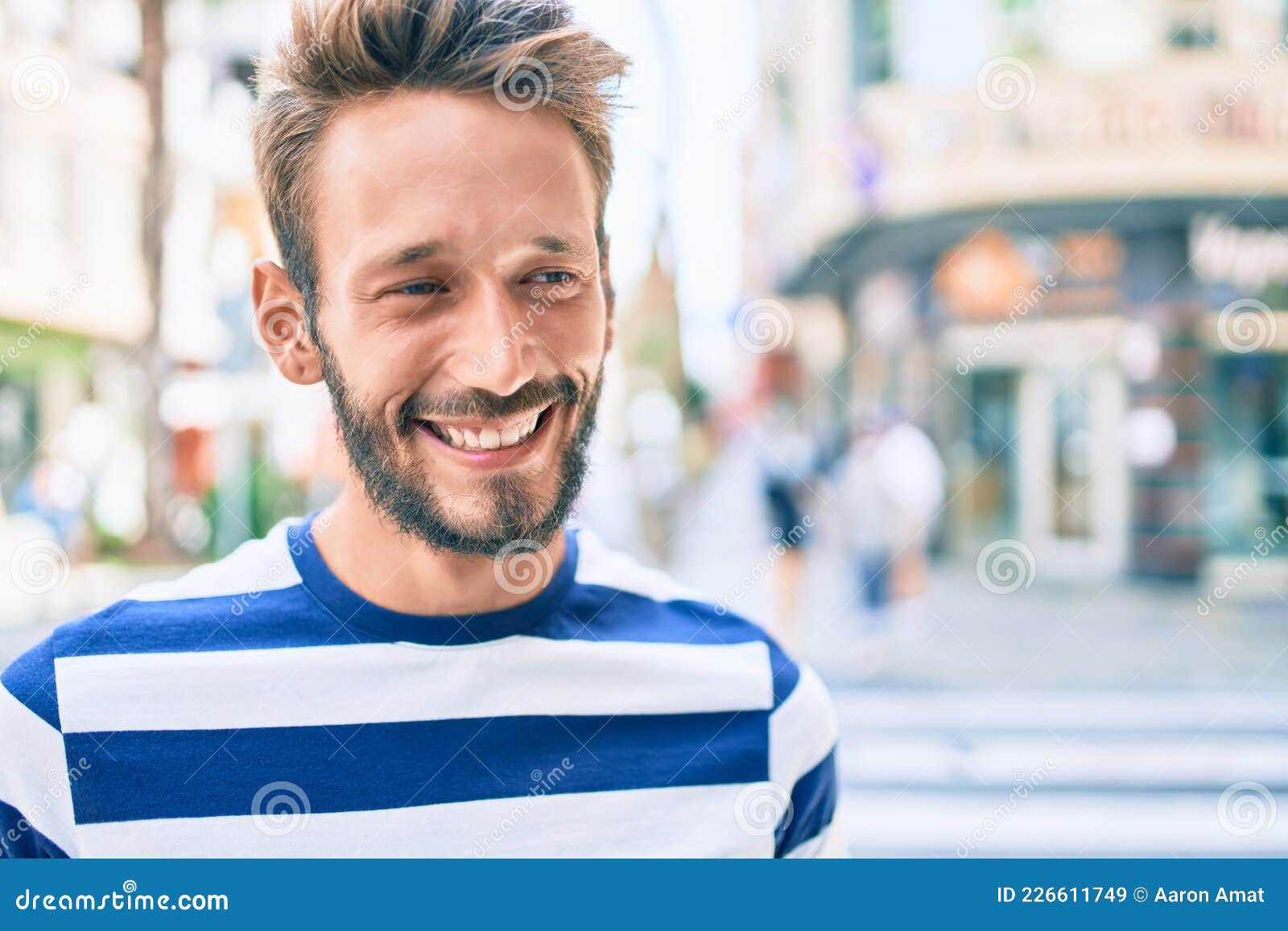 Handsome Caucasian Man With Beard Smiling Happy Outdoors Stock Image