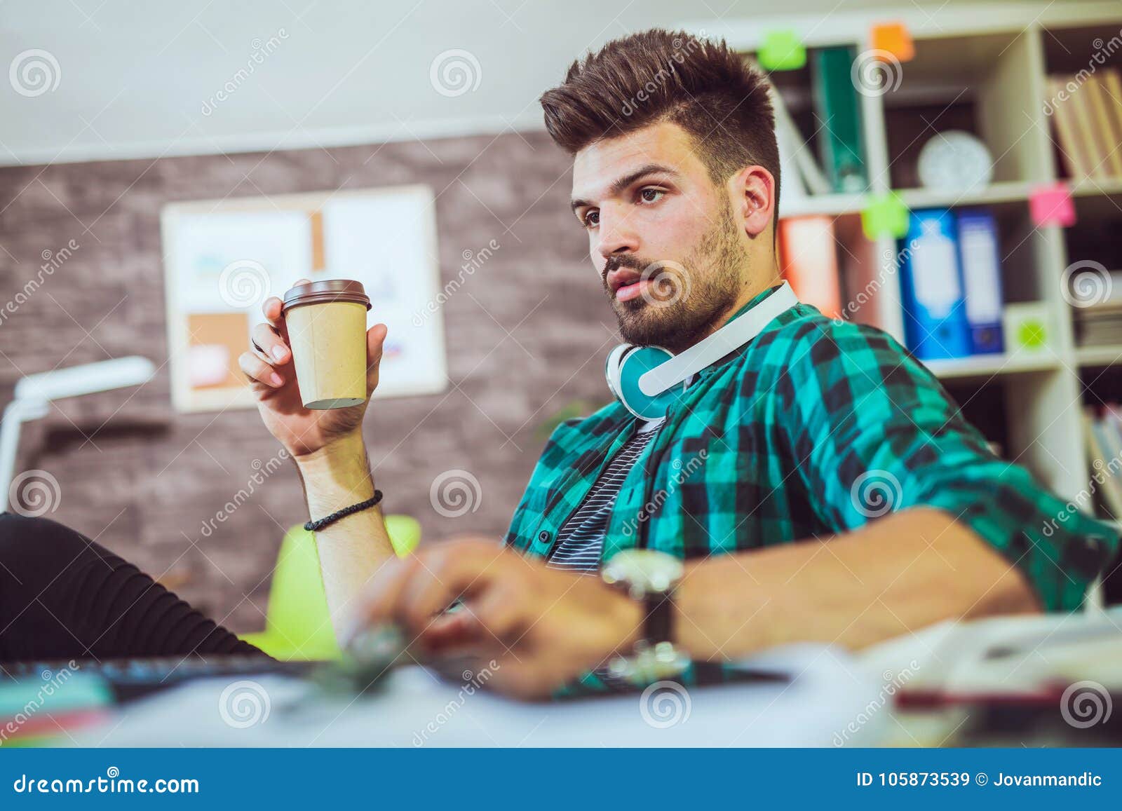 Handsome Caucasian Man at Work Stock Image - Image of glass, freelancer ...