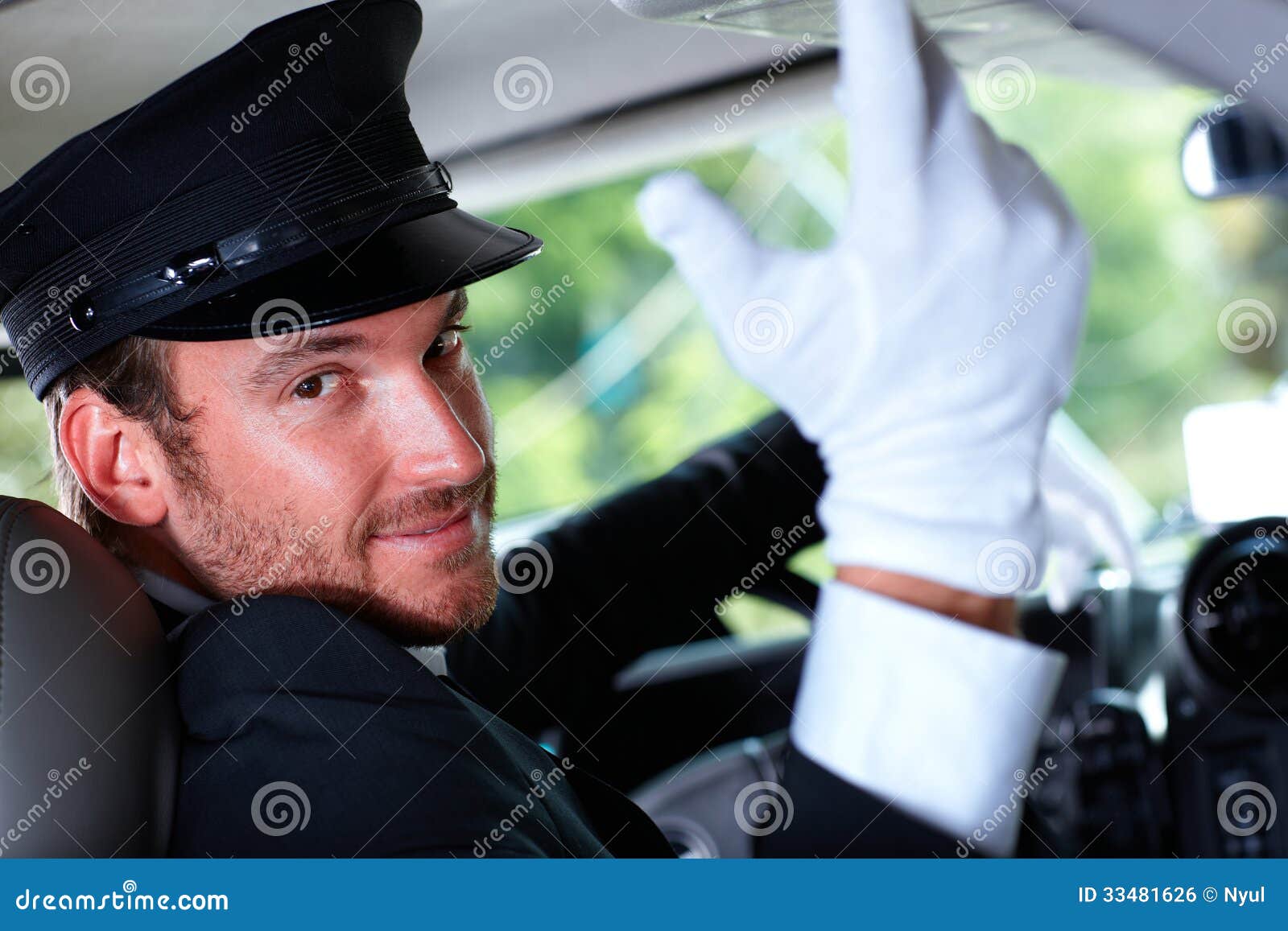 Handsome Chauffeur in Elegant Car Stock Photo - Image of luxury, camera ...