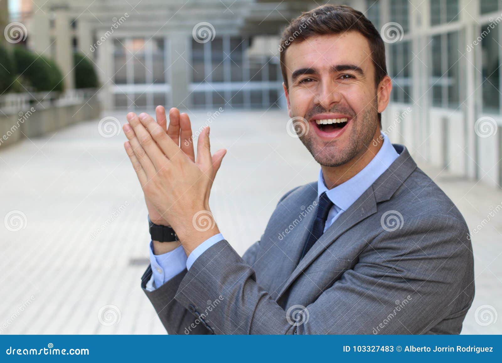 Handsome Cheerful Businessman Clapping Stock Image - Image of clap ...