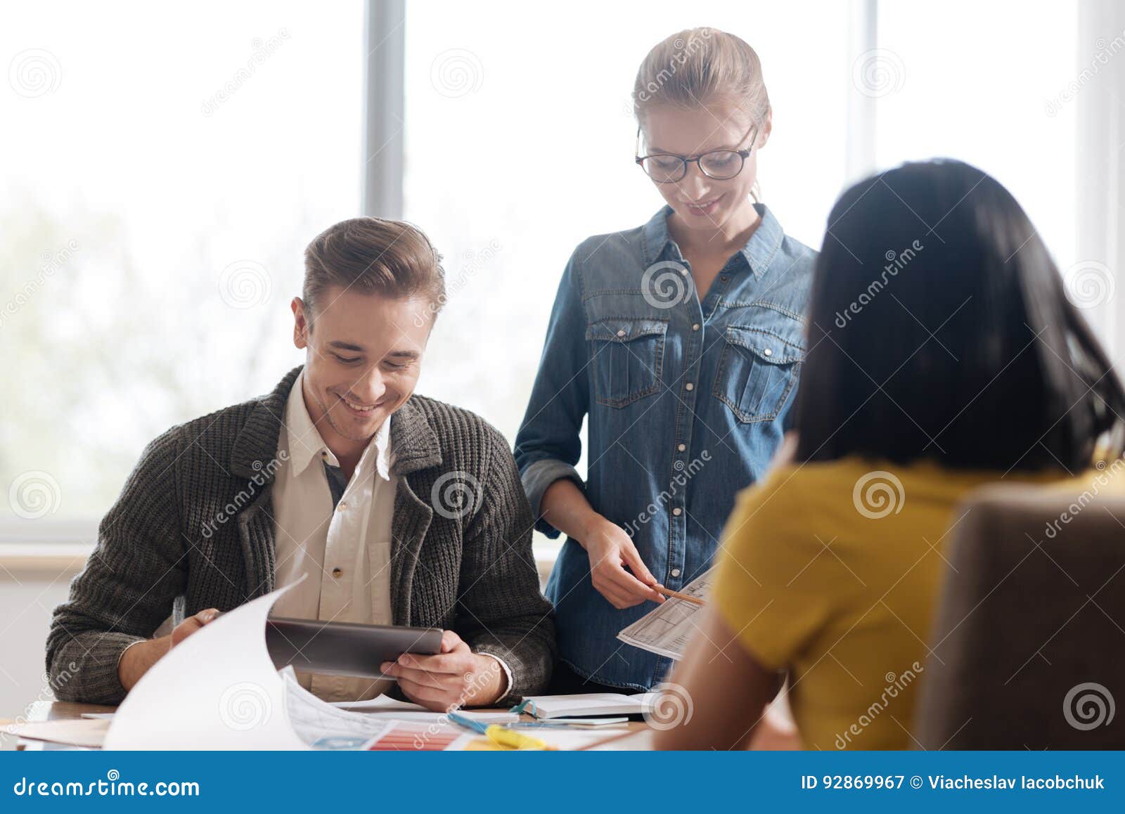 Handsome Cheerful Man Holding a Tablet Stock Image - Image of digital ...
