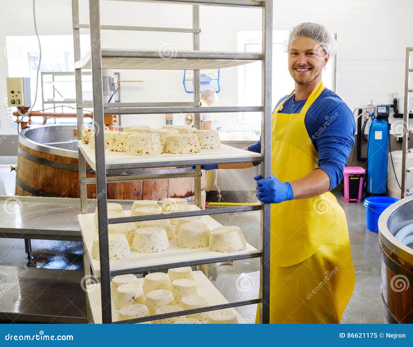 Handsome Cheesemaker Making Curd Cheese in His Factory Stock Image ...