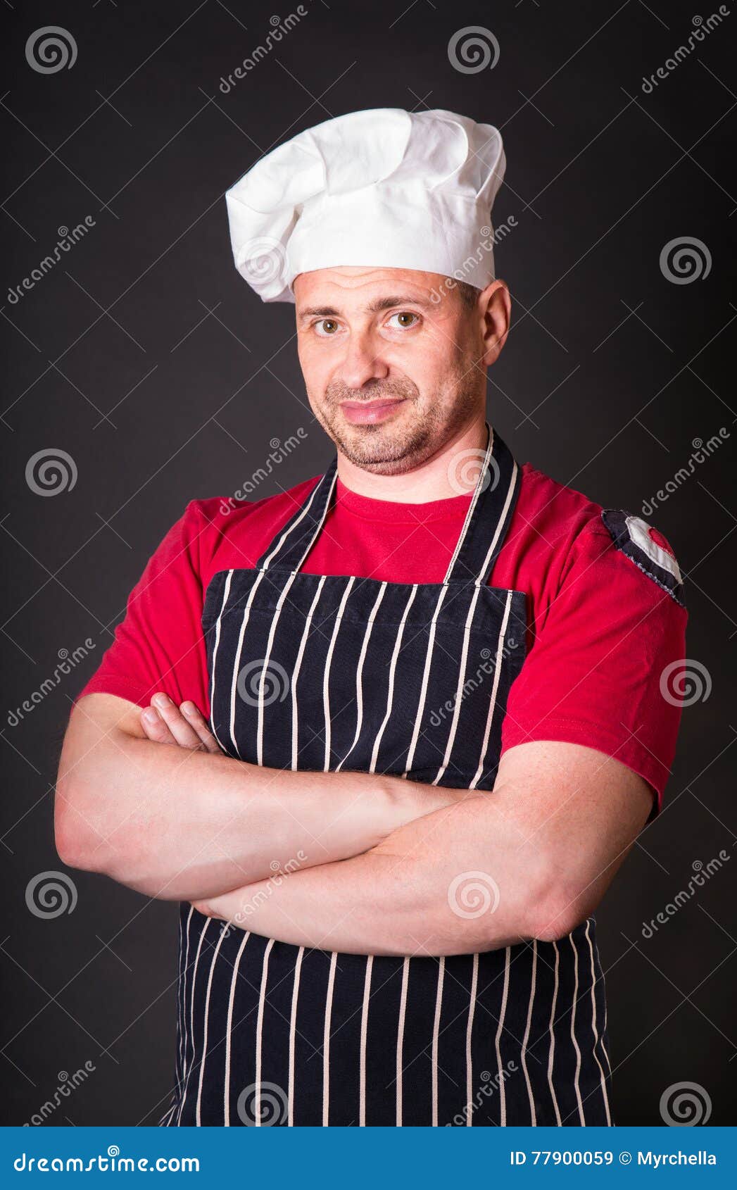 Handsome Chef Posing Against Black Background Stock Image - Image of ...