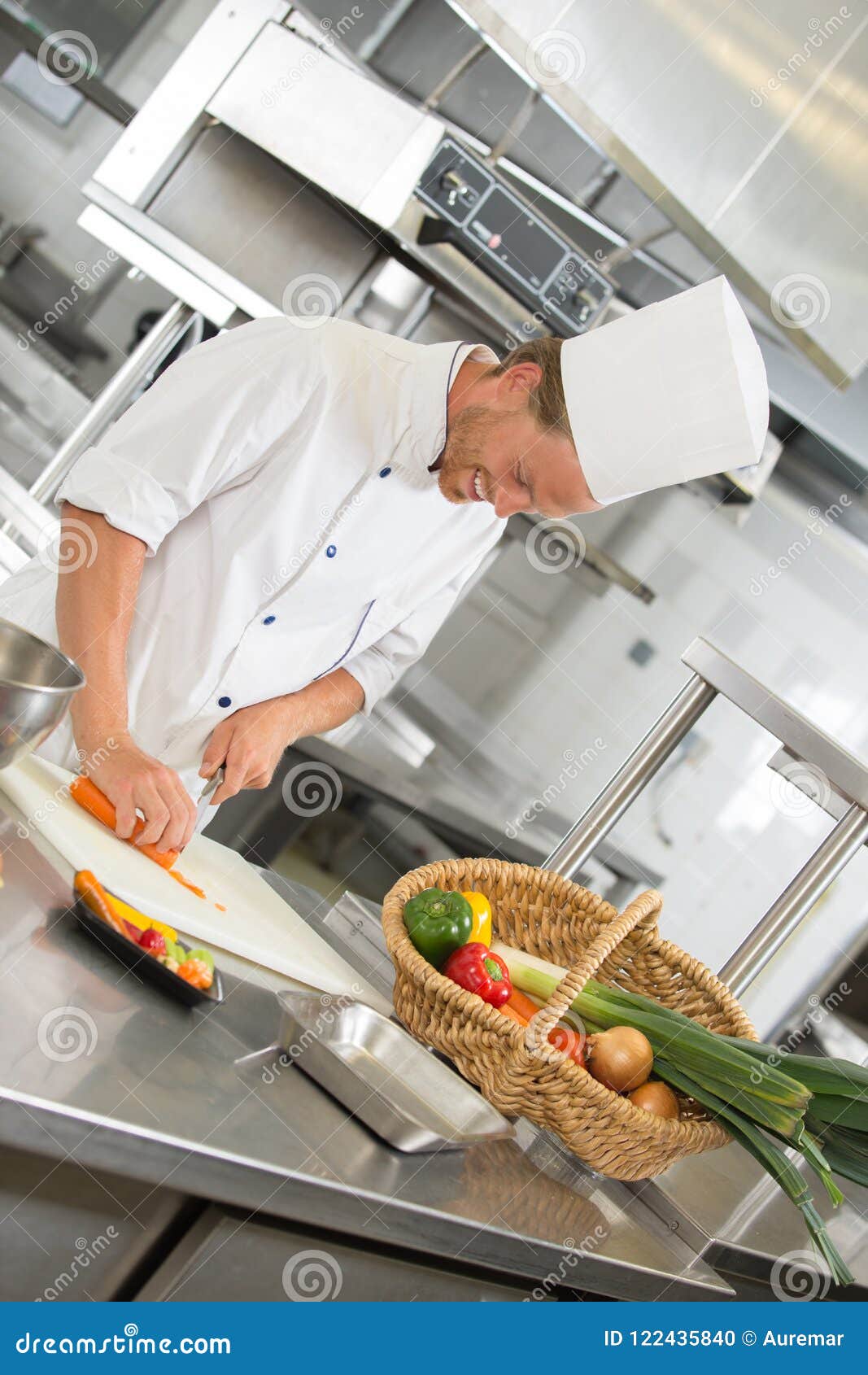 Handsome Chef Preparing Salad in Restaurant Kitchen Stock Photo - Image ...