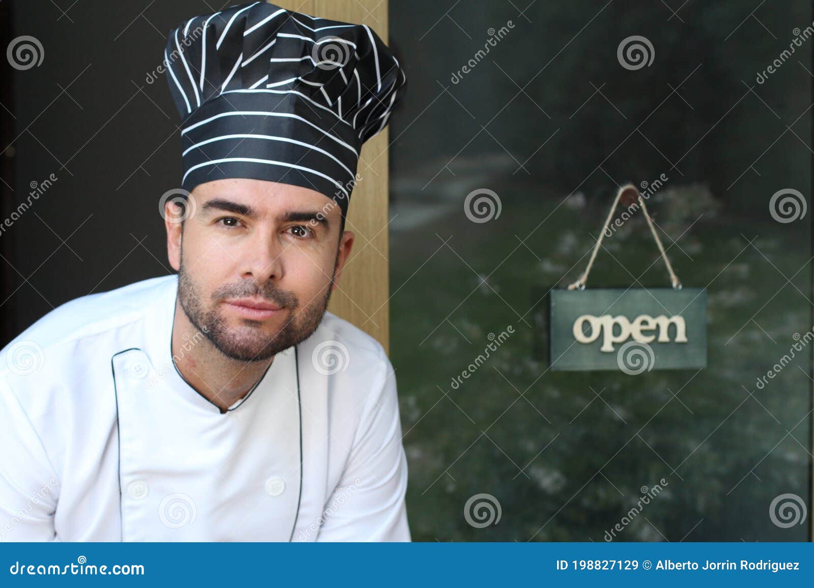 Handsome Chef Smiling with Copy Space Stock Image - Image of male ...