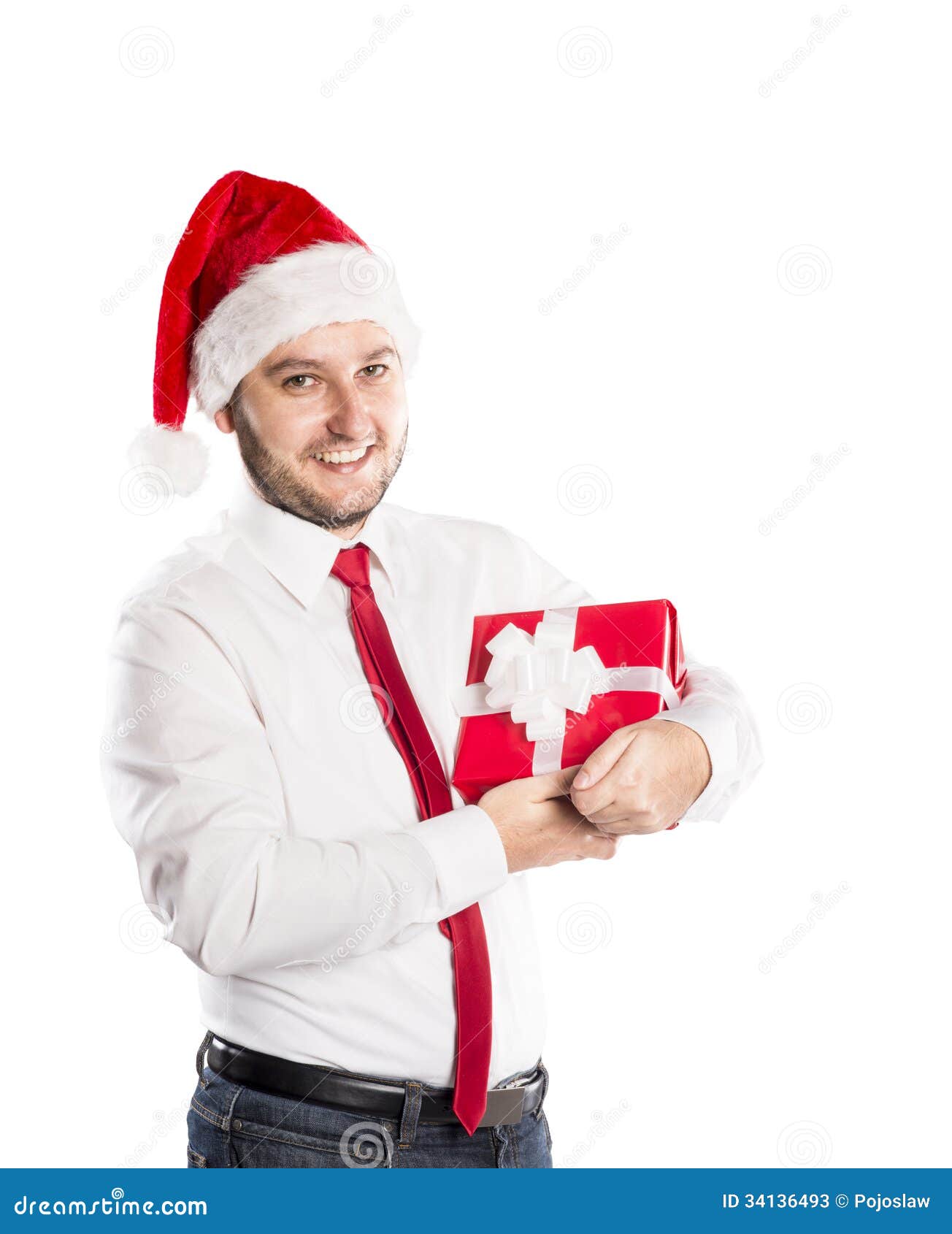 Handsome christmas man stock image. Image of season, happy - 34136493
