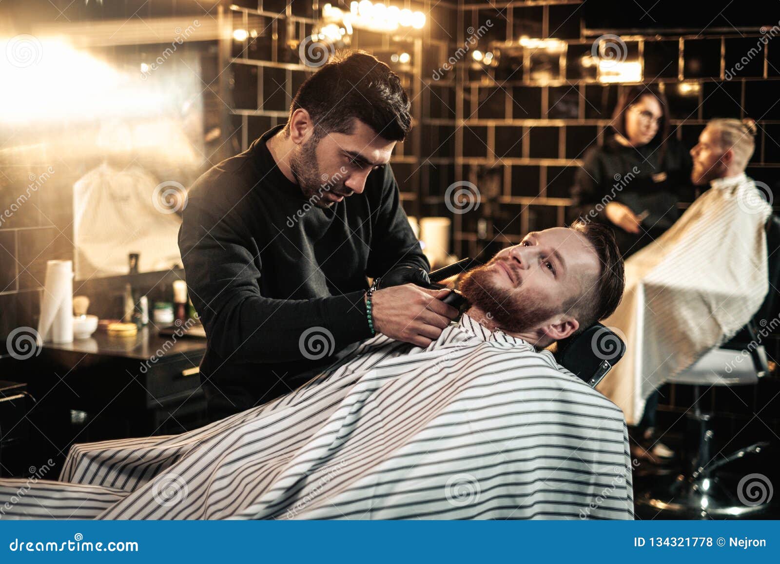Clients in barbershop stock photo. Image of haircut - 134321778