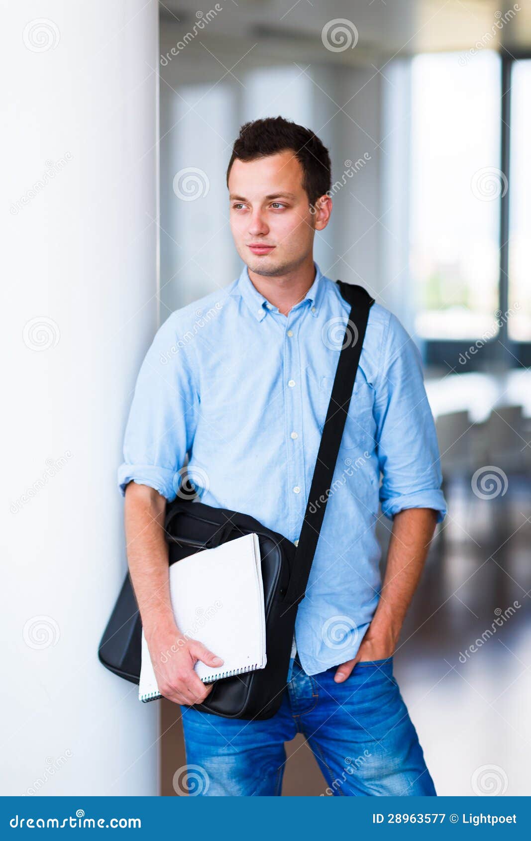 Handsome College Student on Campus Stock Image - Image of education ...