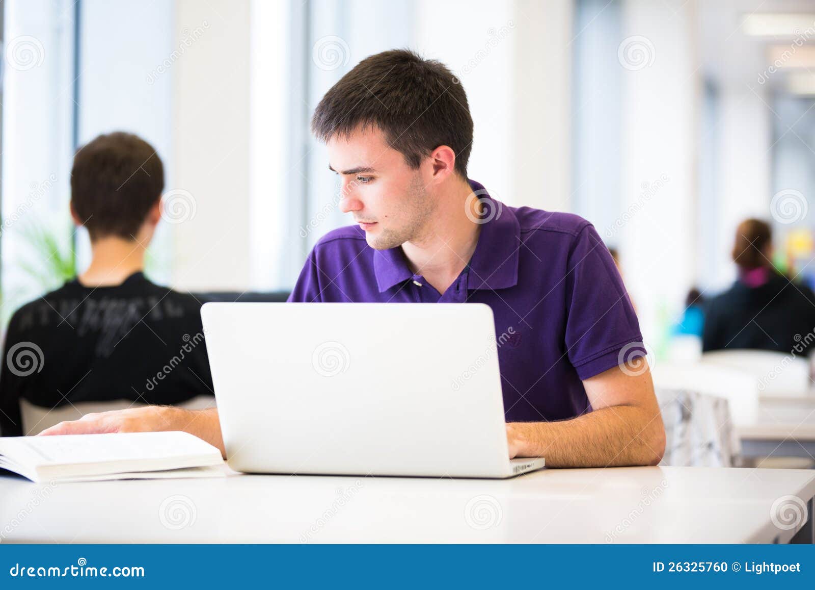 Handsome College Student in Library Stock Photo - Image of happy ...