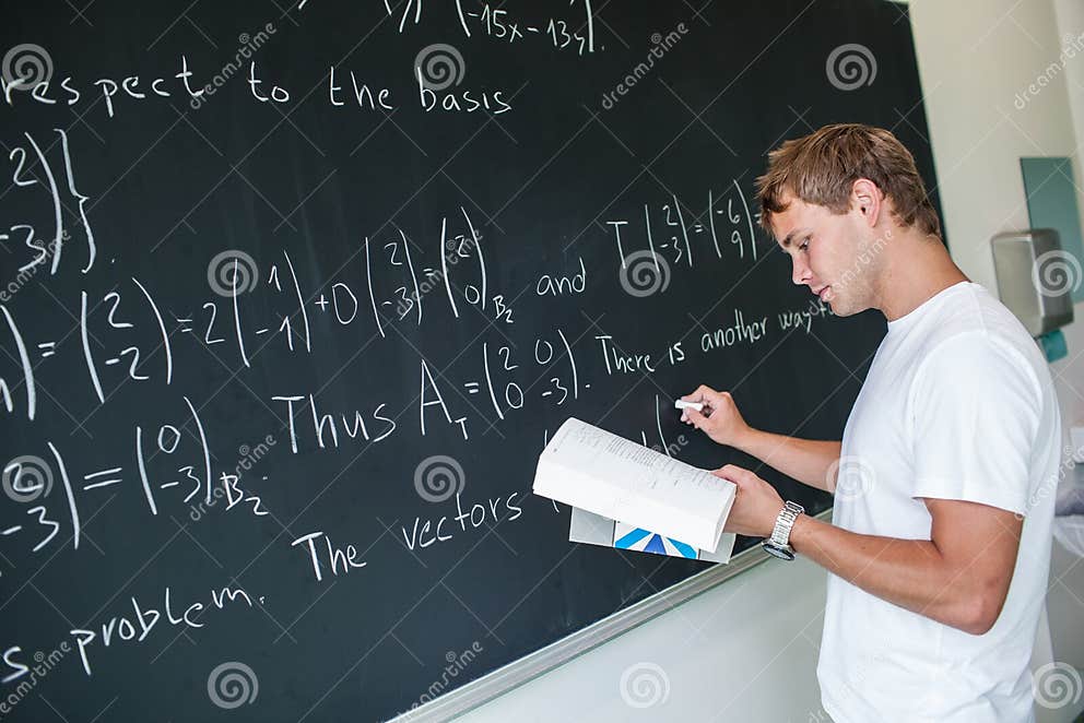 Handsome College Student Solving a Math Problem Stock Photo - Image of ...
