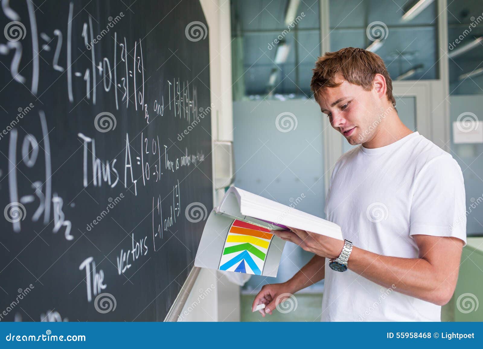 Handsome College Student Solving a Math Problem Stock Photo - Image of ...