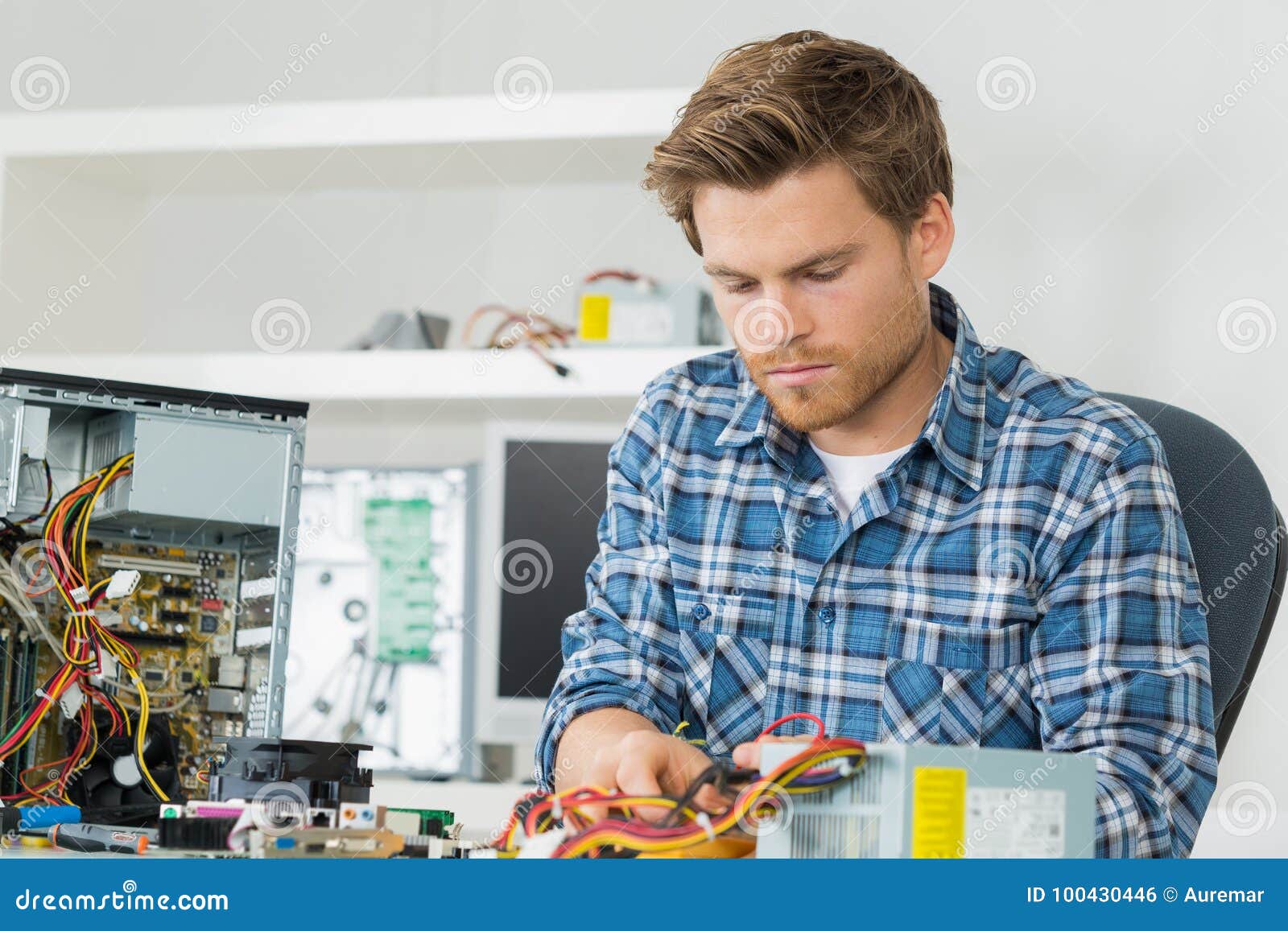 Handsome Computer Engineer Repairing Faulty Pc Stock Photo - Image of ...