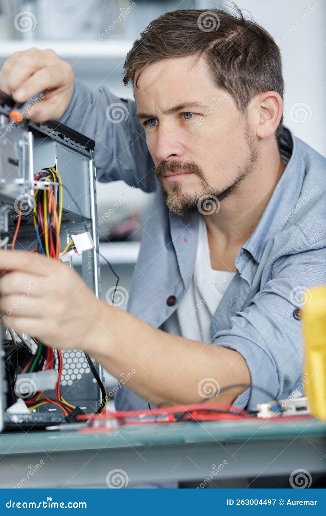 Handsome Computer Technician Dismantling Pc Stock Image - Image of ...