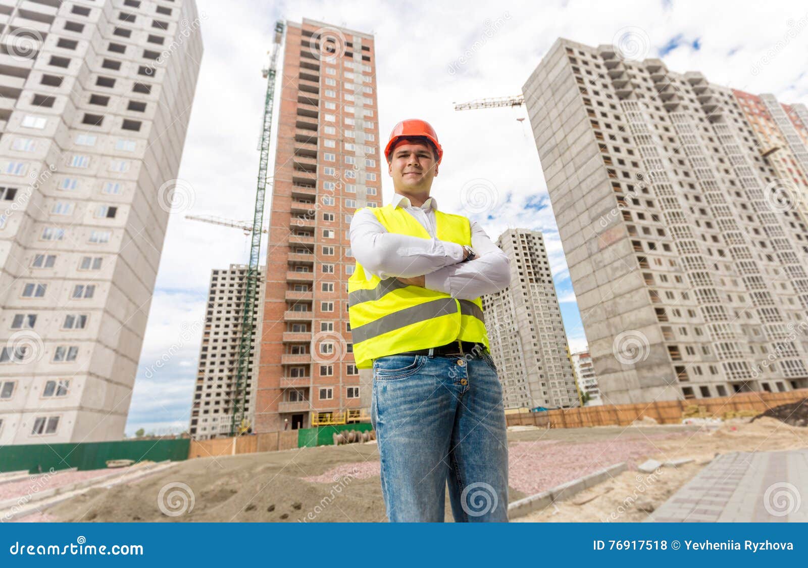 Handsome Construction Engineer Standing on Building Site Stock Photo ...