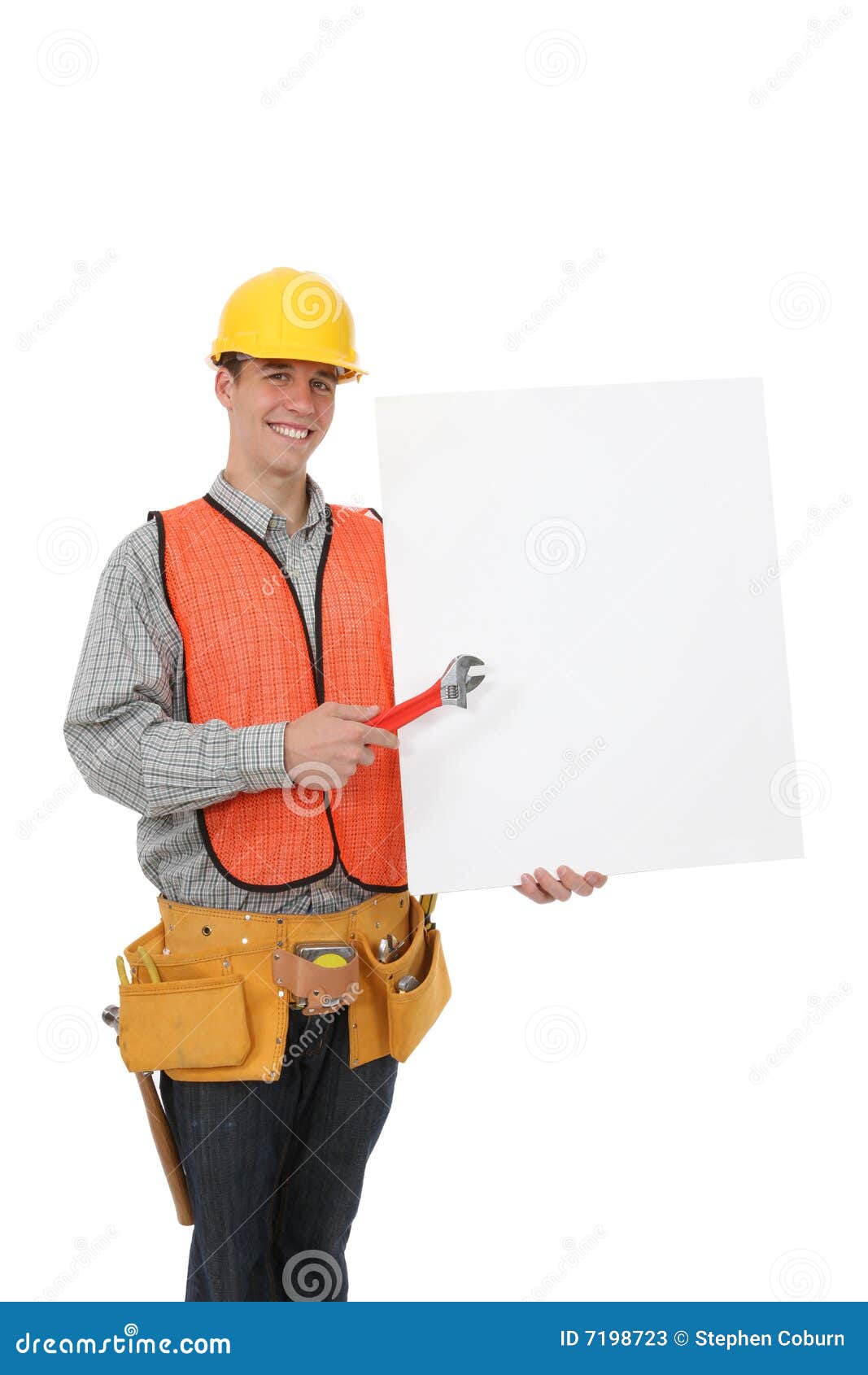 Handsome Construction Man with Sign Stock Image - Image of working ...