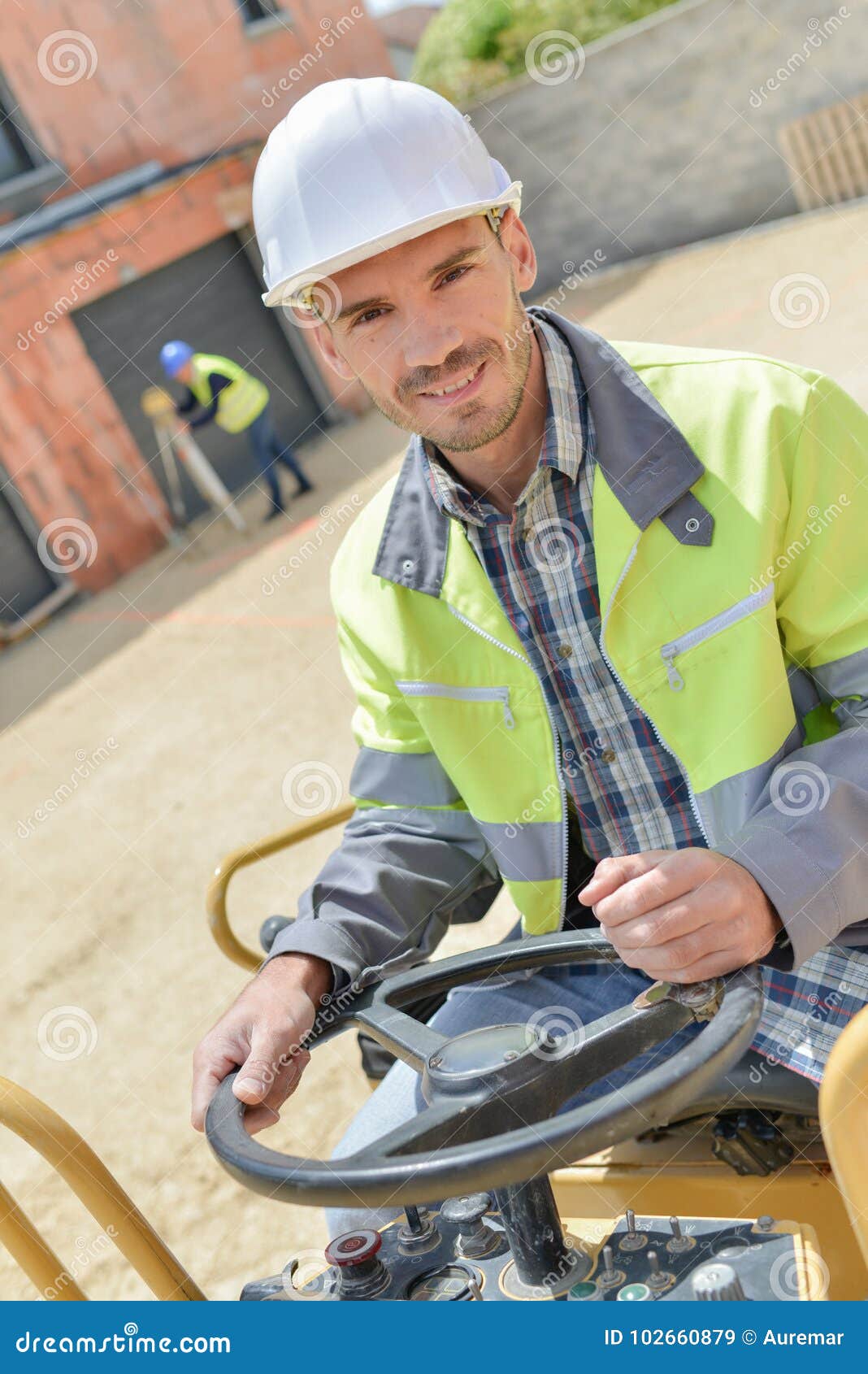 Handsome Construction Worker on Building Industry Construction Site ...