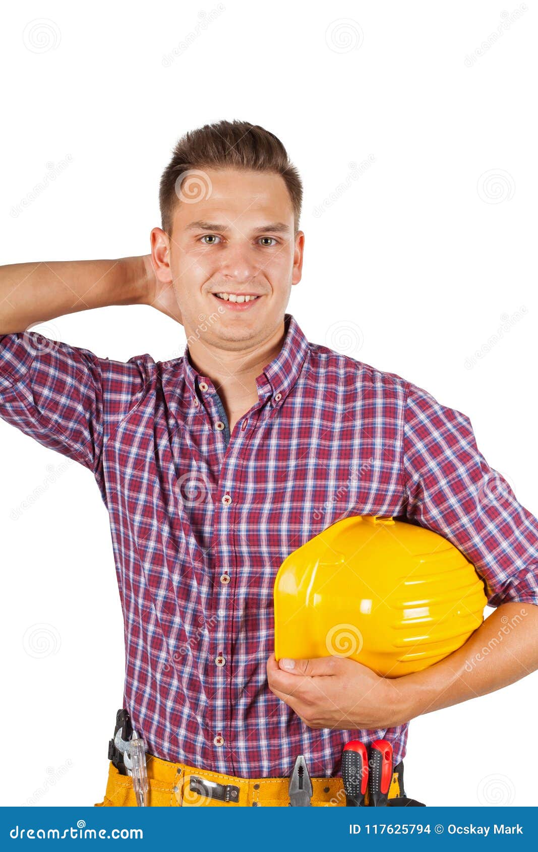 Handsome Construction Worker Stock Photo - Image of industrial ...