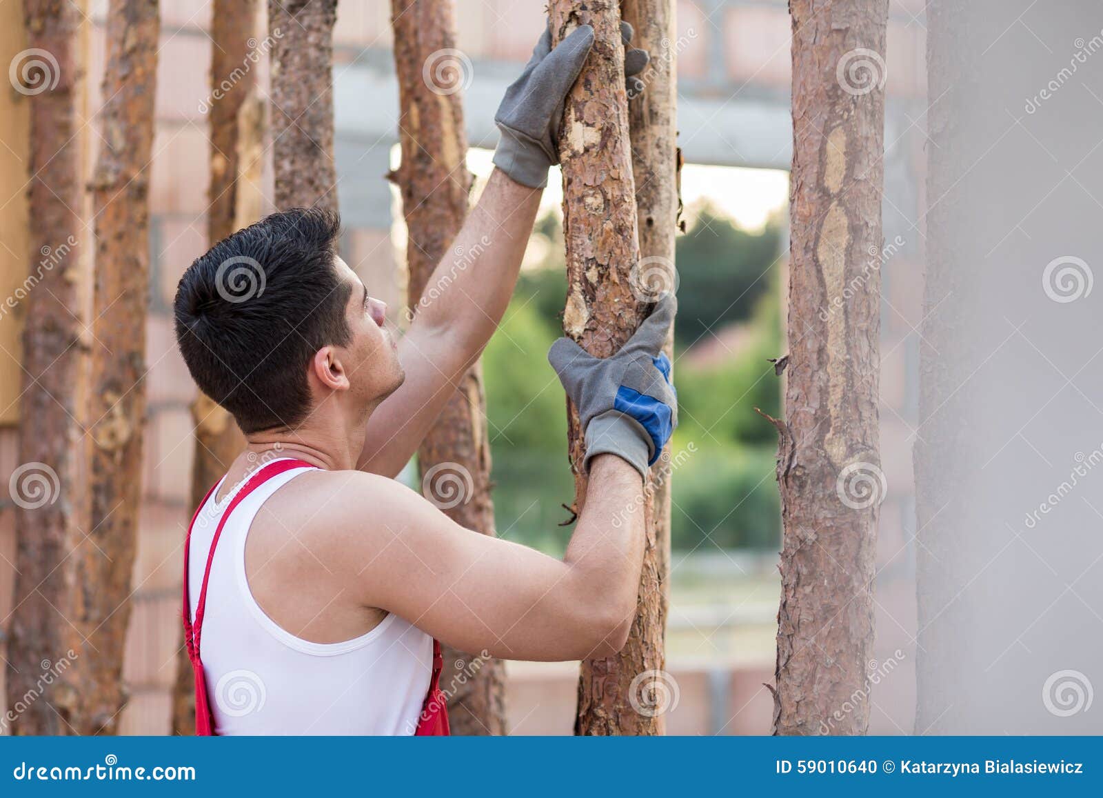 Handsome Construction Worker Stock Photo - Image of manual ...