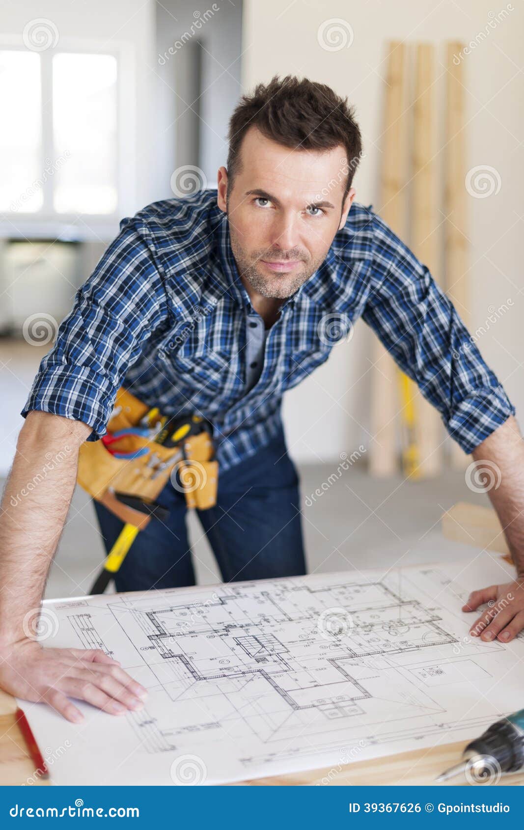 Handsome Construction Worker Stock Photo - Image of architecture, built ...
