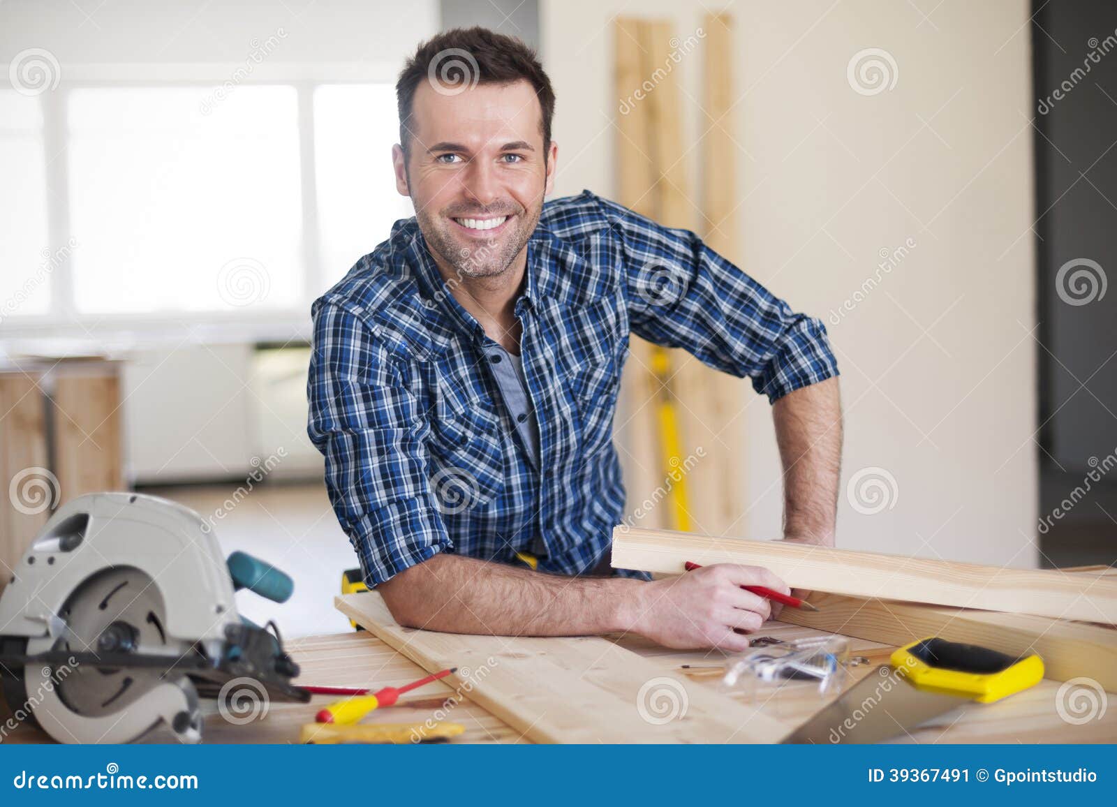 Handsome Construction Worker Stock Image - Image of handsome, machine ...