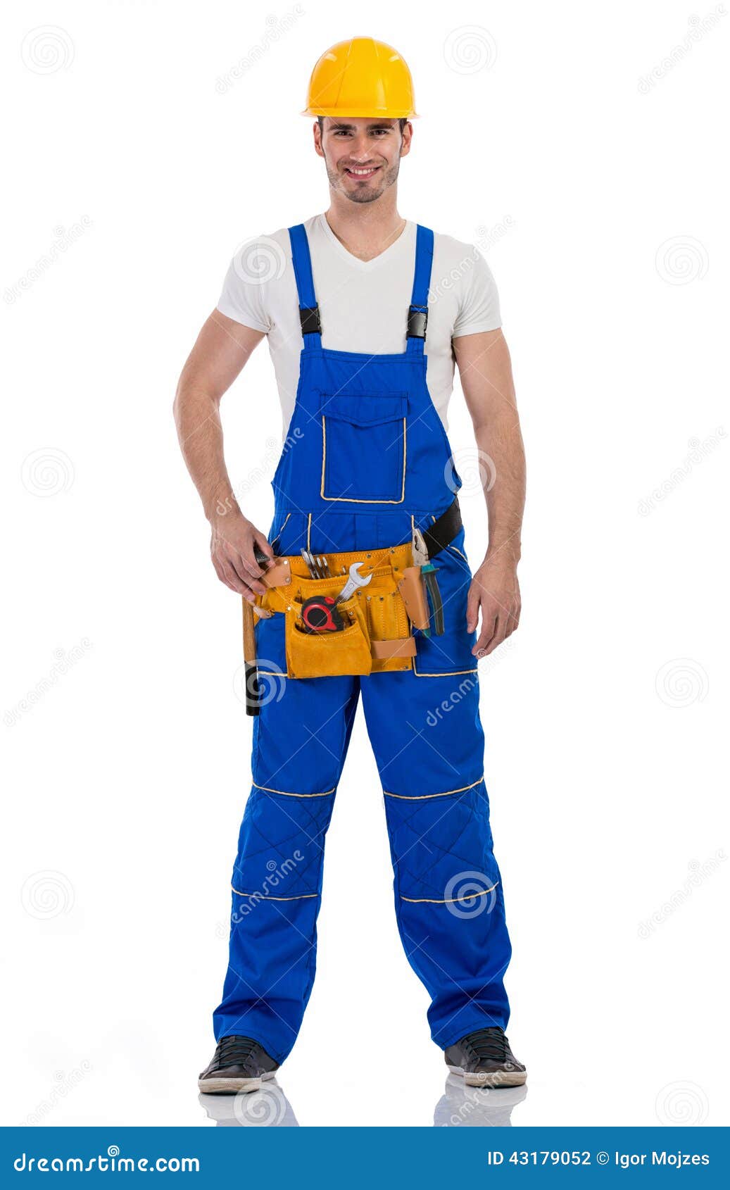 Handsome Construction Worker Stock Photo - Image of cheerful, strong ...