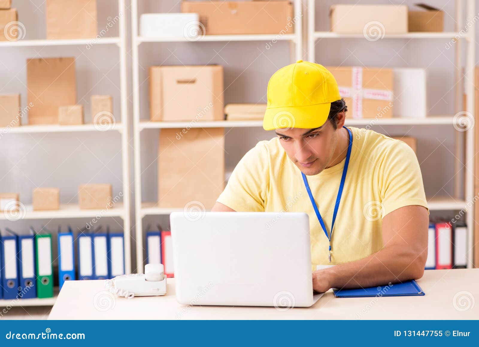 The Handsome Contractor Working in Box Delivery Relocation Service ...