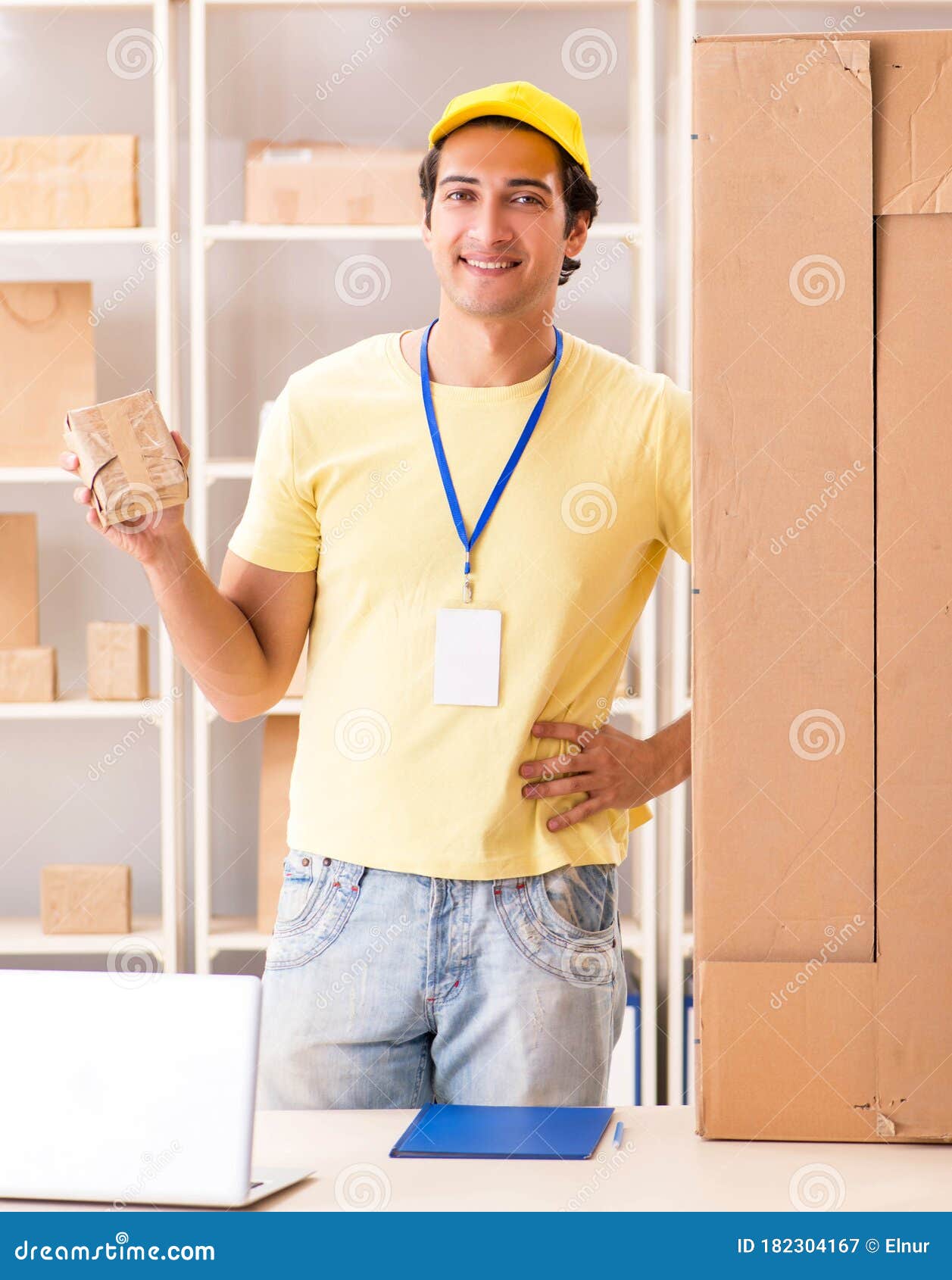 Handsome Contractor Working in Box Delivery Relocation Service Stock ...