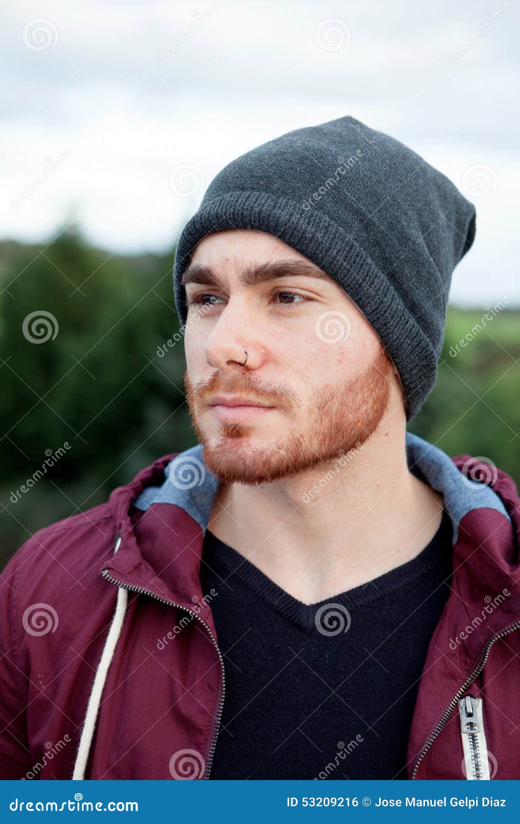 Handsome Cool Man with Cap Wool Smiling Stock Photo - Image of male ...