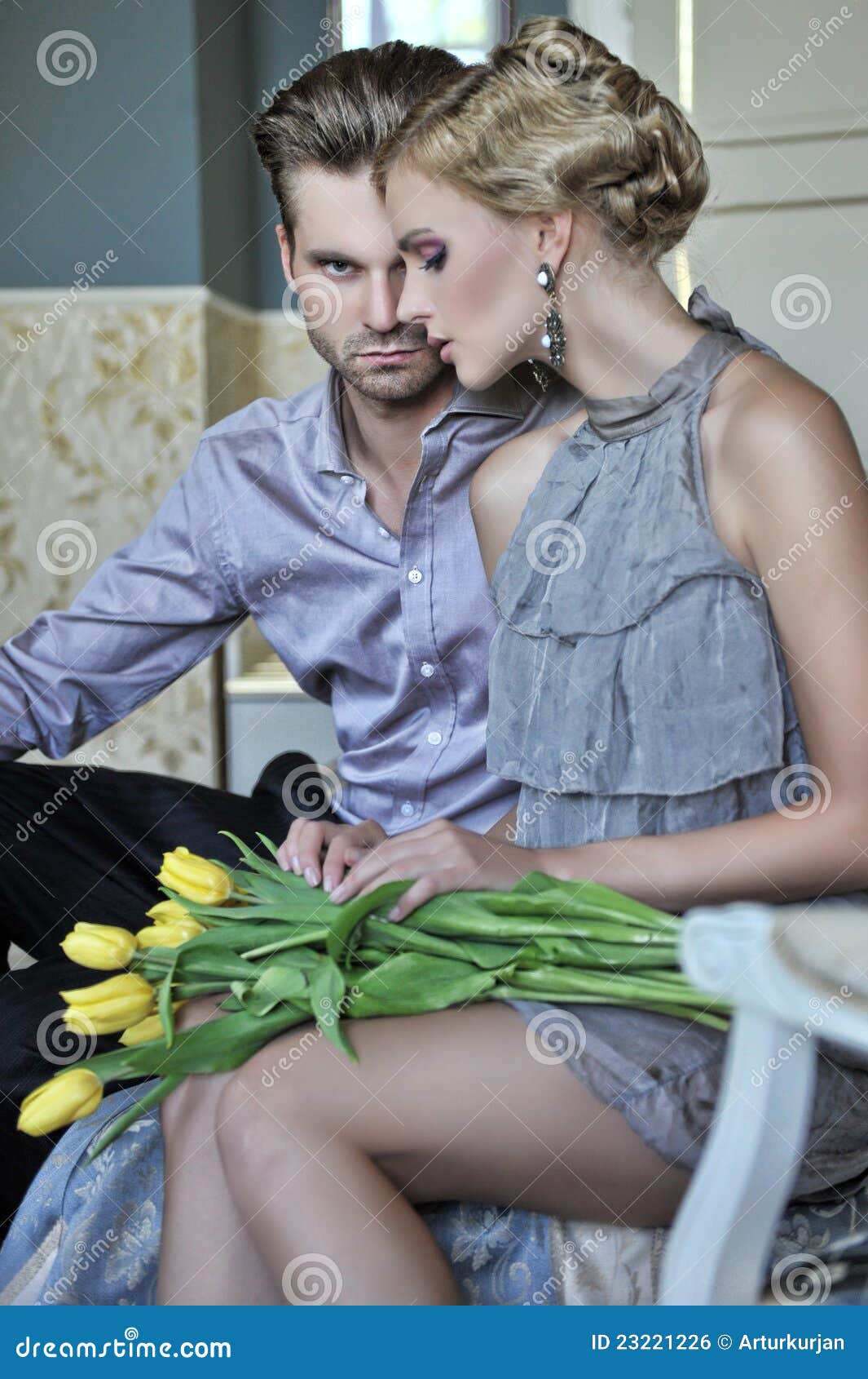 Handsome Couple in Fashionable Room Stock Photo - Image of elegance ...