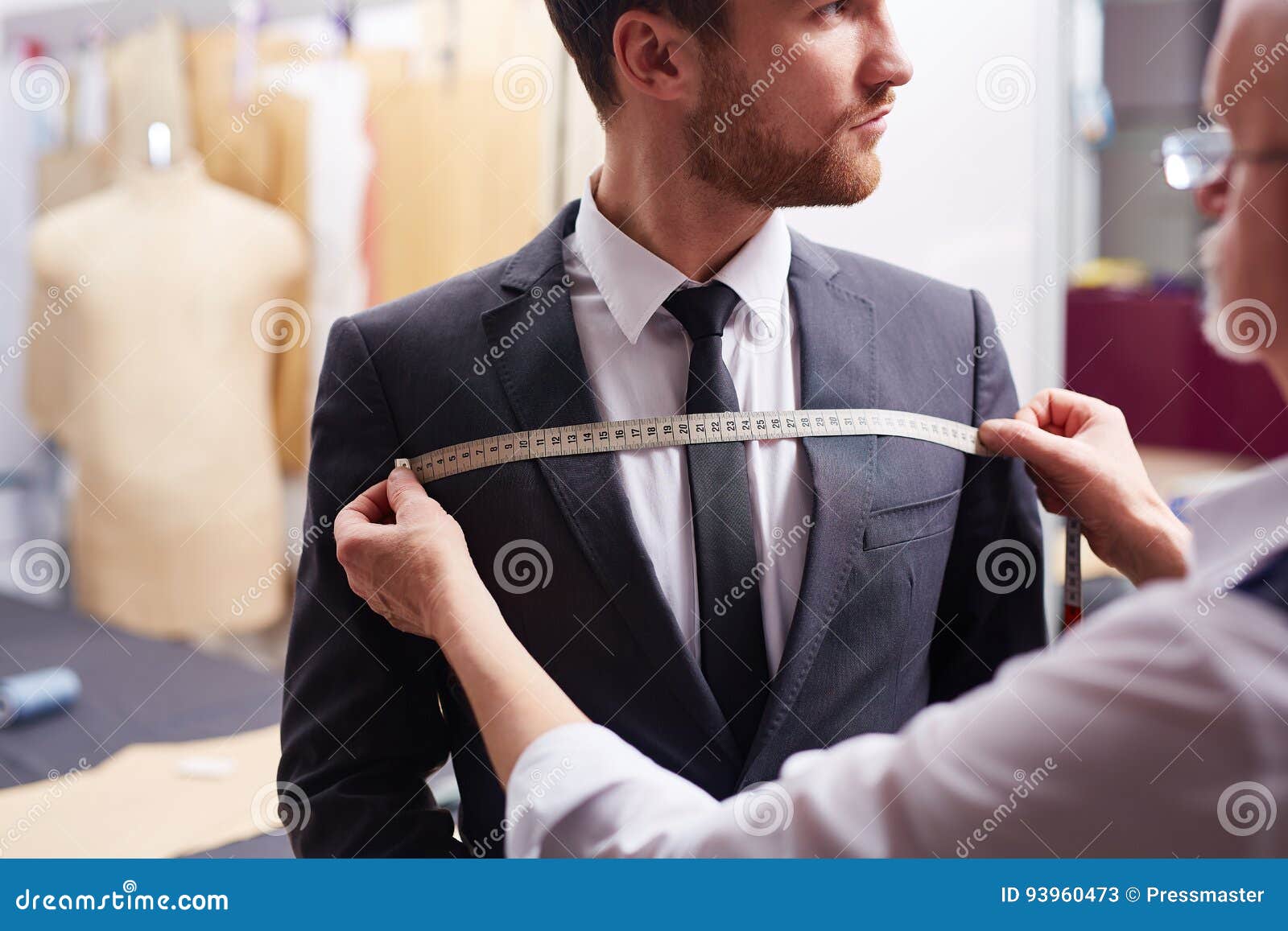 Handsome Customer at Model Fitting in Atelier Stock Image - Image of ...