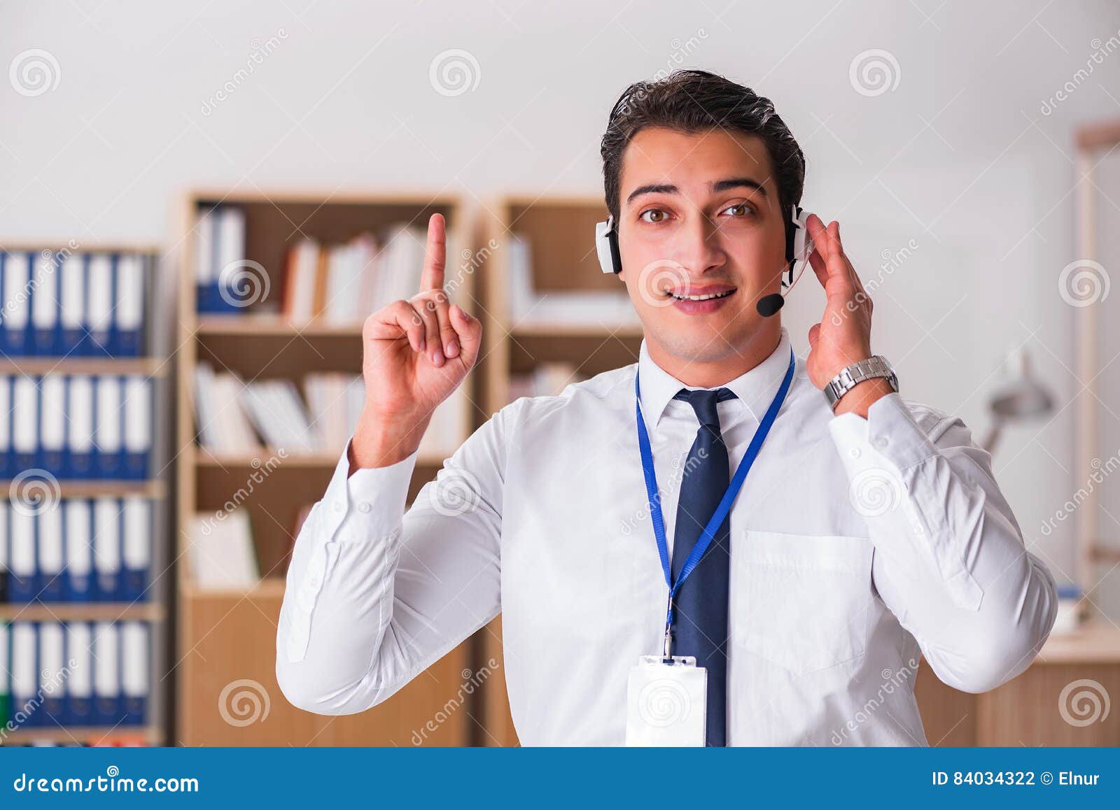 The Handsome Customer Service Clerk with Headset Stock Photo - Image of ...
