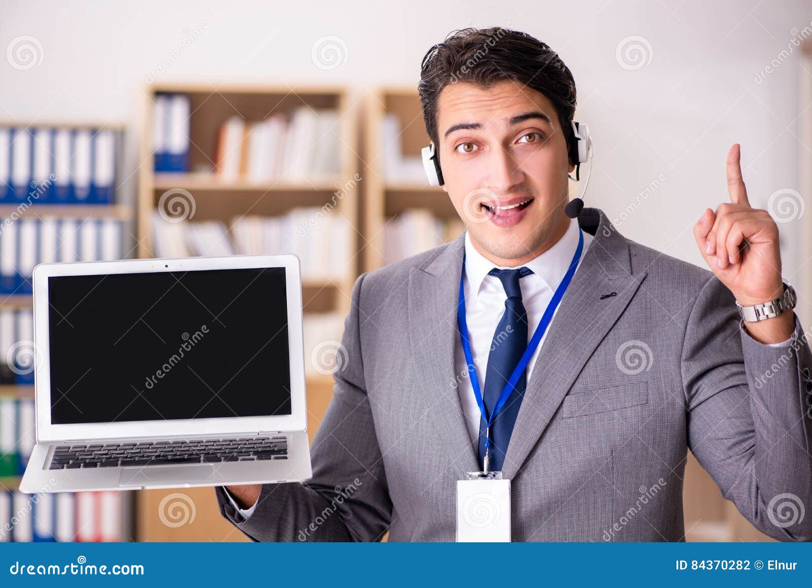 The Handsome Customer Service Clerk with Headset Stock Photo - Image of ...
