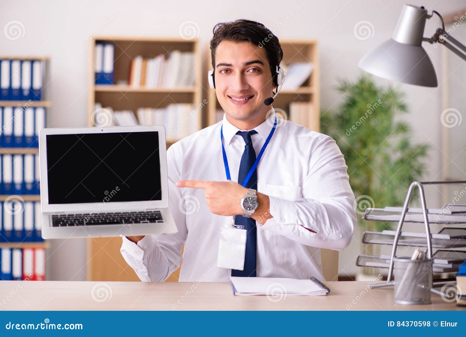 The Handsome Customer Service Clerk with Headset Stock Photo - Image of ...