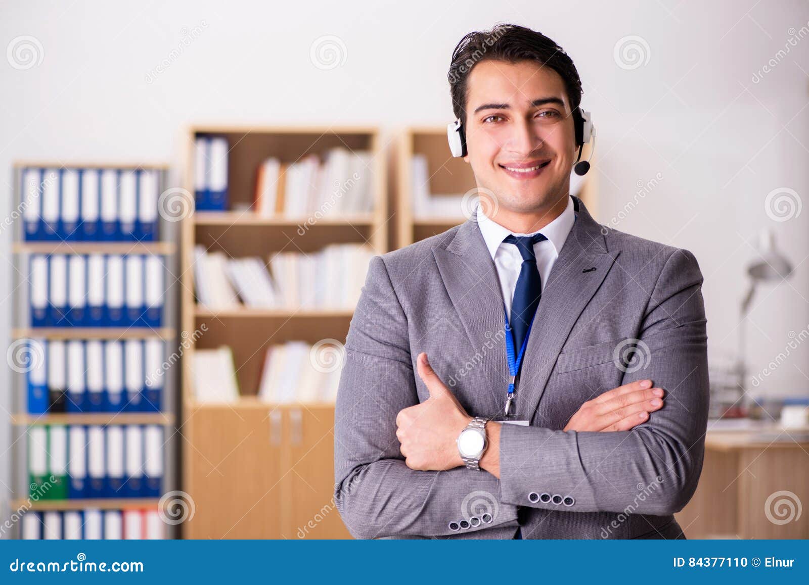 The Handsome Customer Service Clerk with Headset Stock Photo - Image of ...