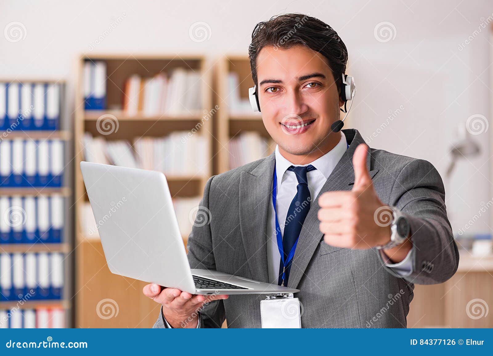 The Handsome Customer Service Clerk with Headset Stock Photo - Image of ...